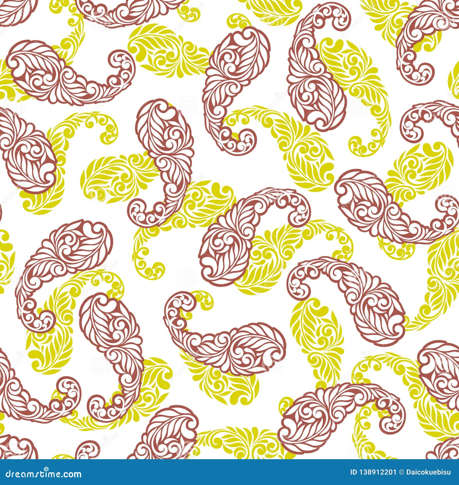 Paisley Design Pattern this Painting Continues Repeatedly Stock Vector ...