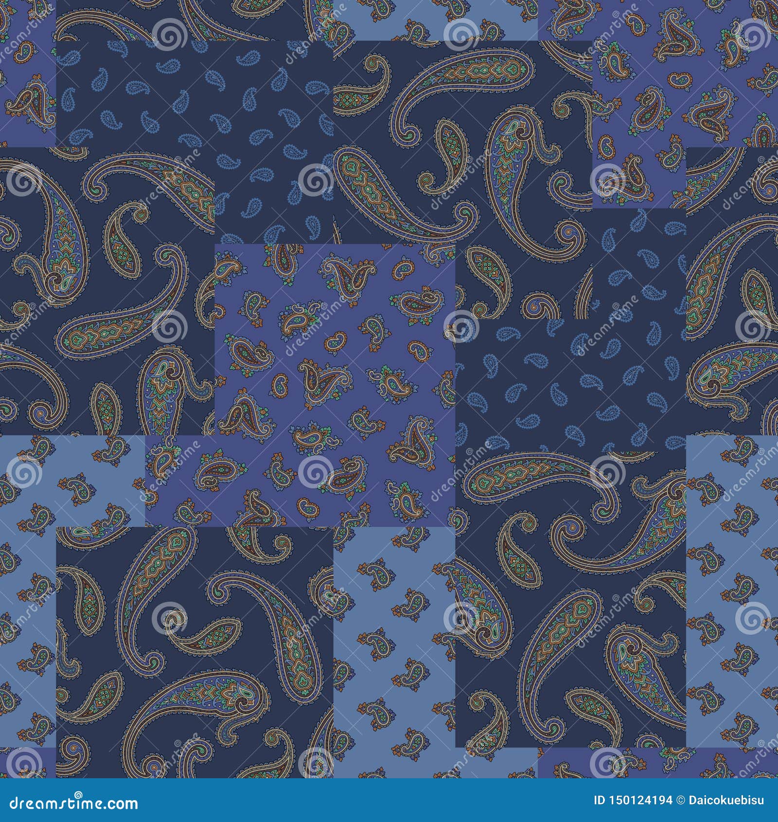 Paisley Design Patchwork Pattern Material Stock Vector - Illustration ...
