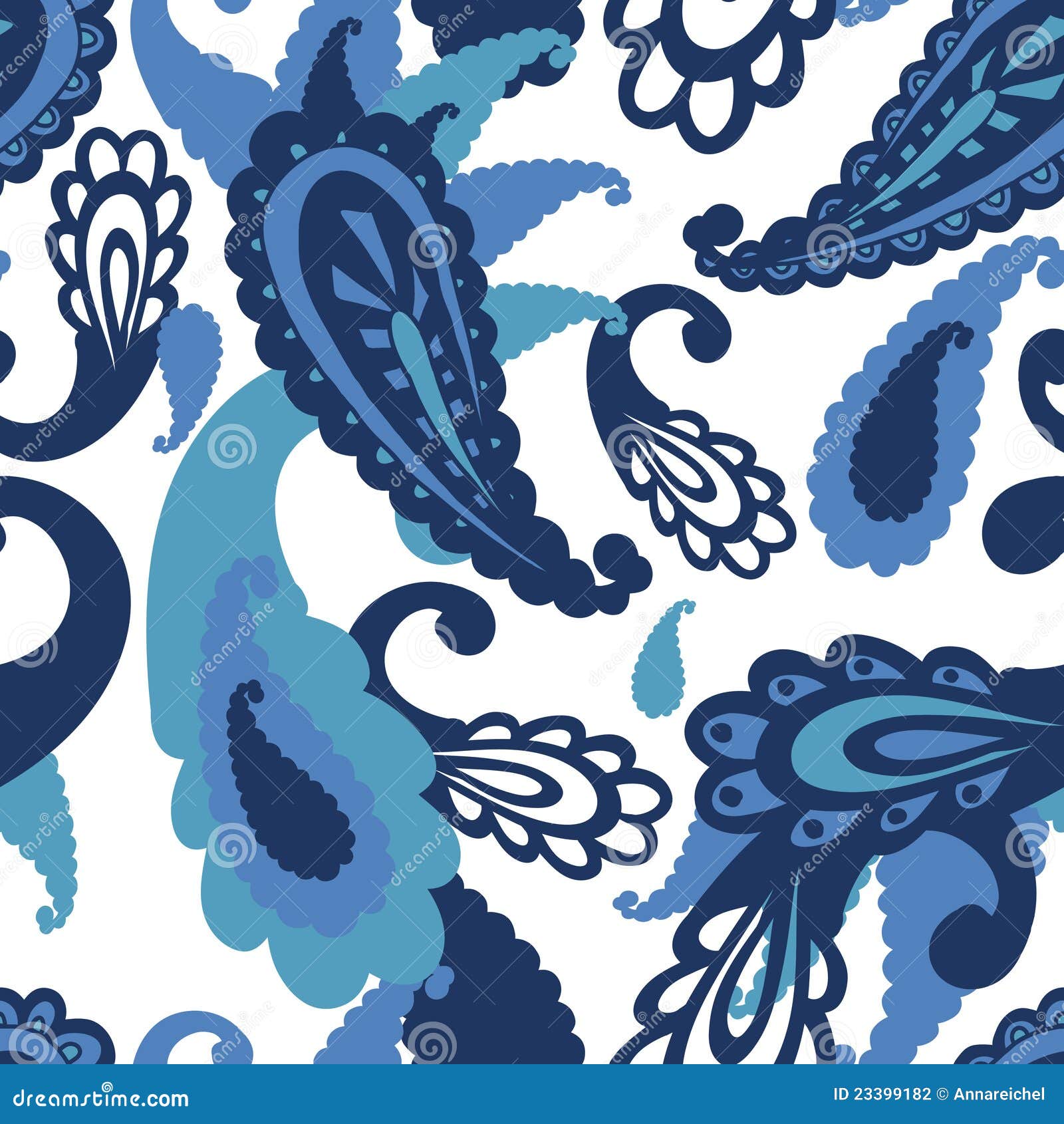 Paisley Elements Seamless Pattern Stock Illustration - Illustration of ...