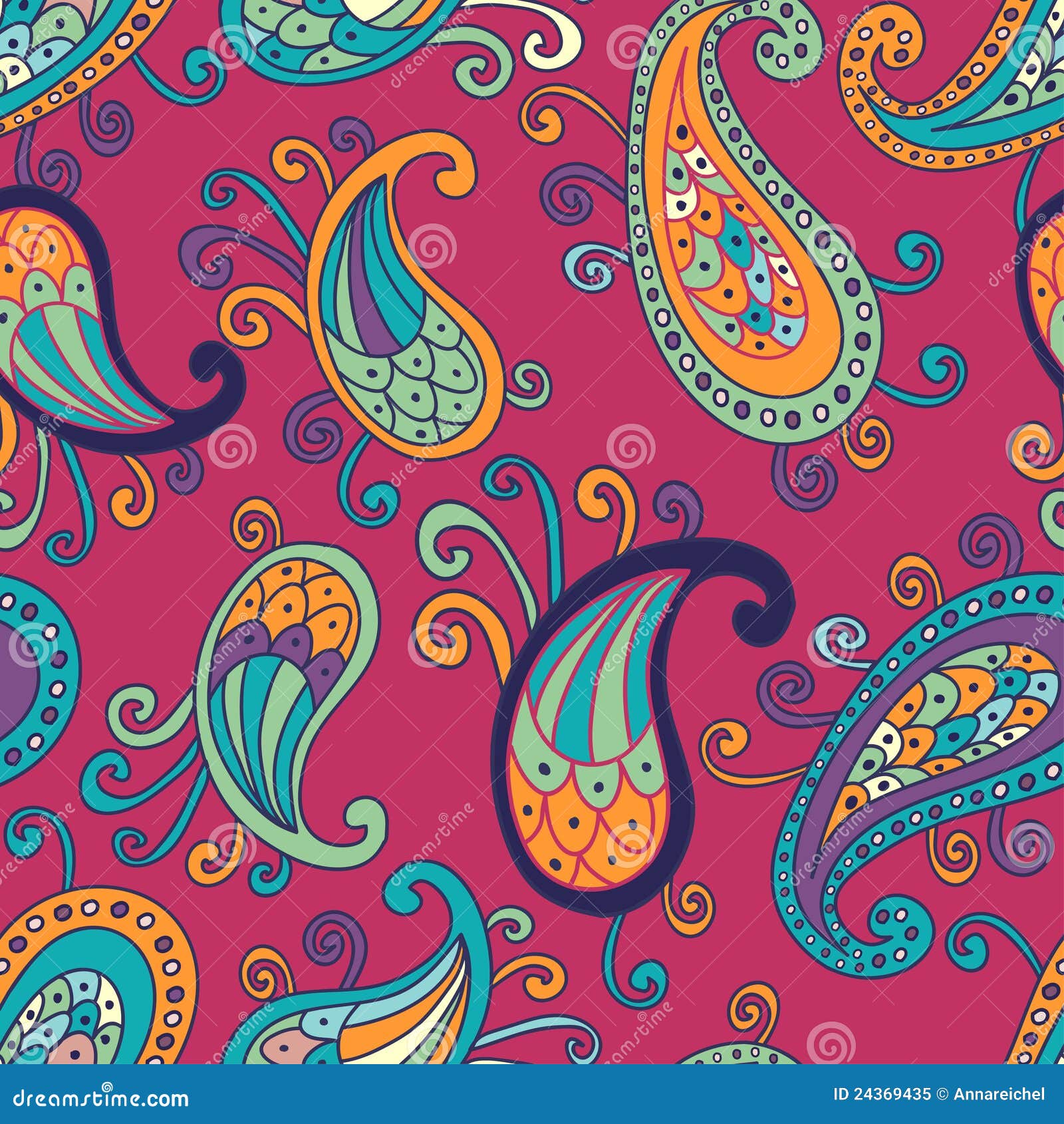 Paisley Elements Seamless Pattern Stock Vector - Illustration of ...