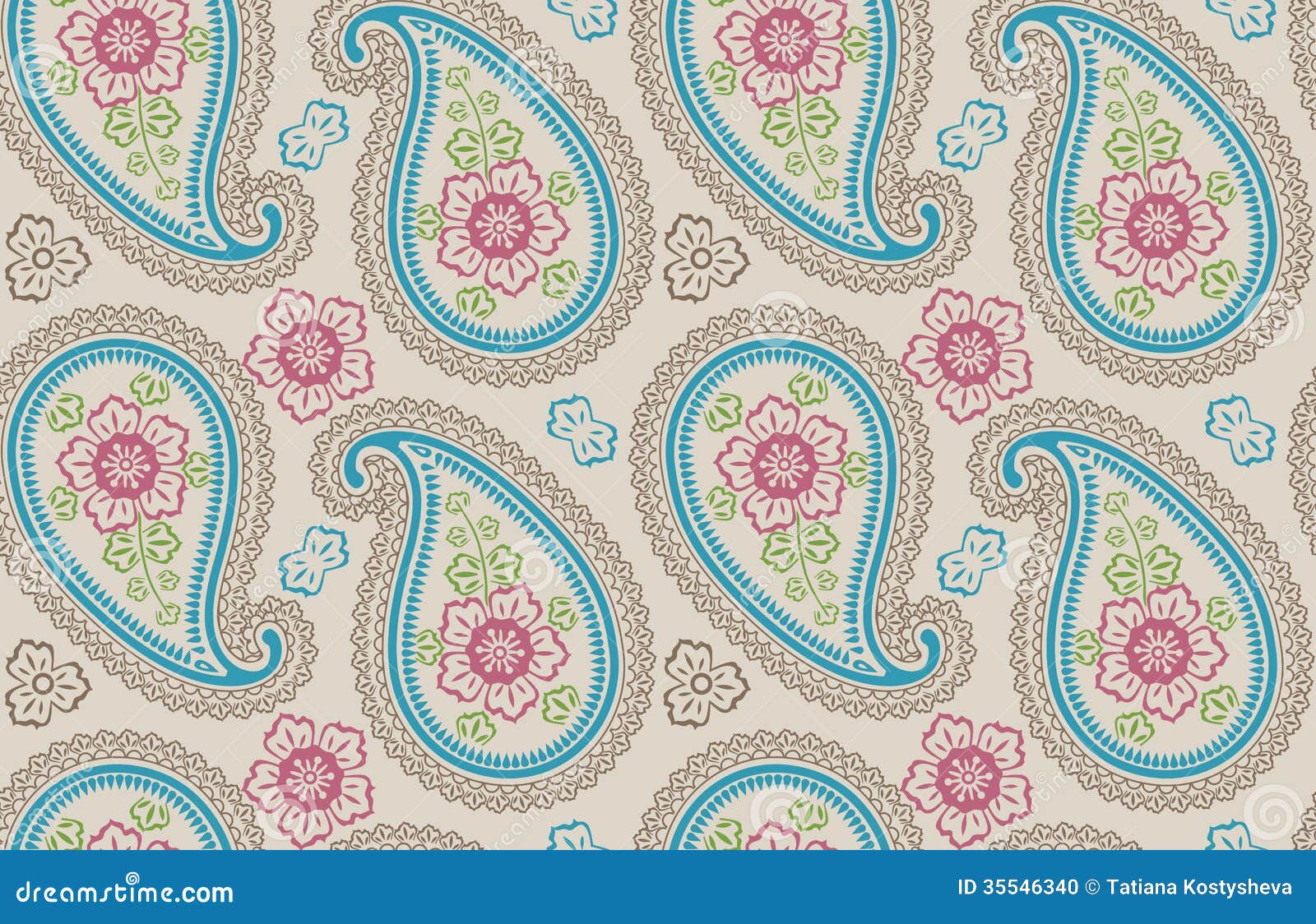 Paisley Fabric Seamless Pattern Stock Illustration - Illustration of ...