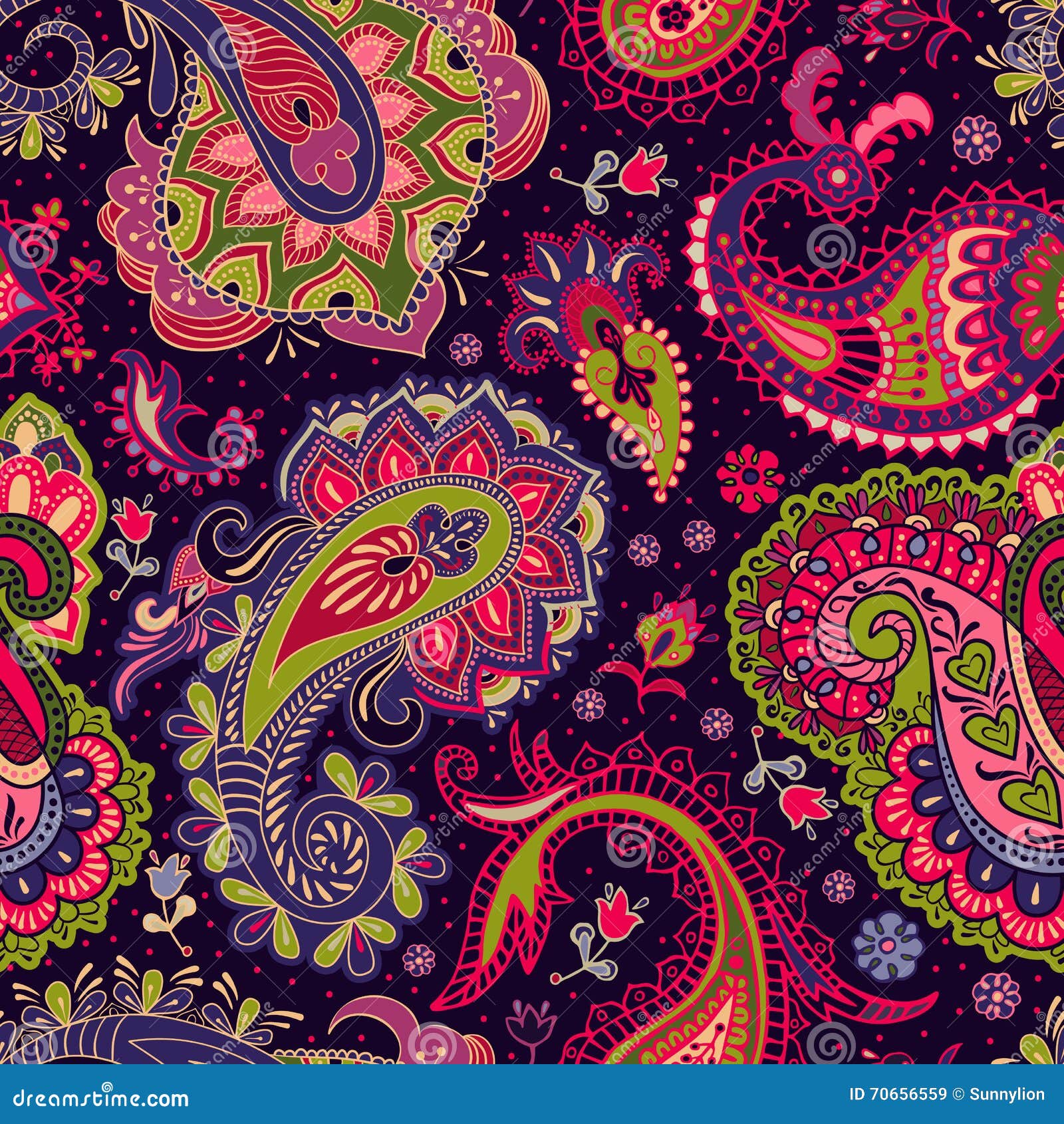 Paisley Floral Seamless Pattern Stock Vector - Illustration of paisley ...