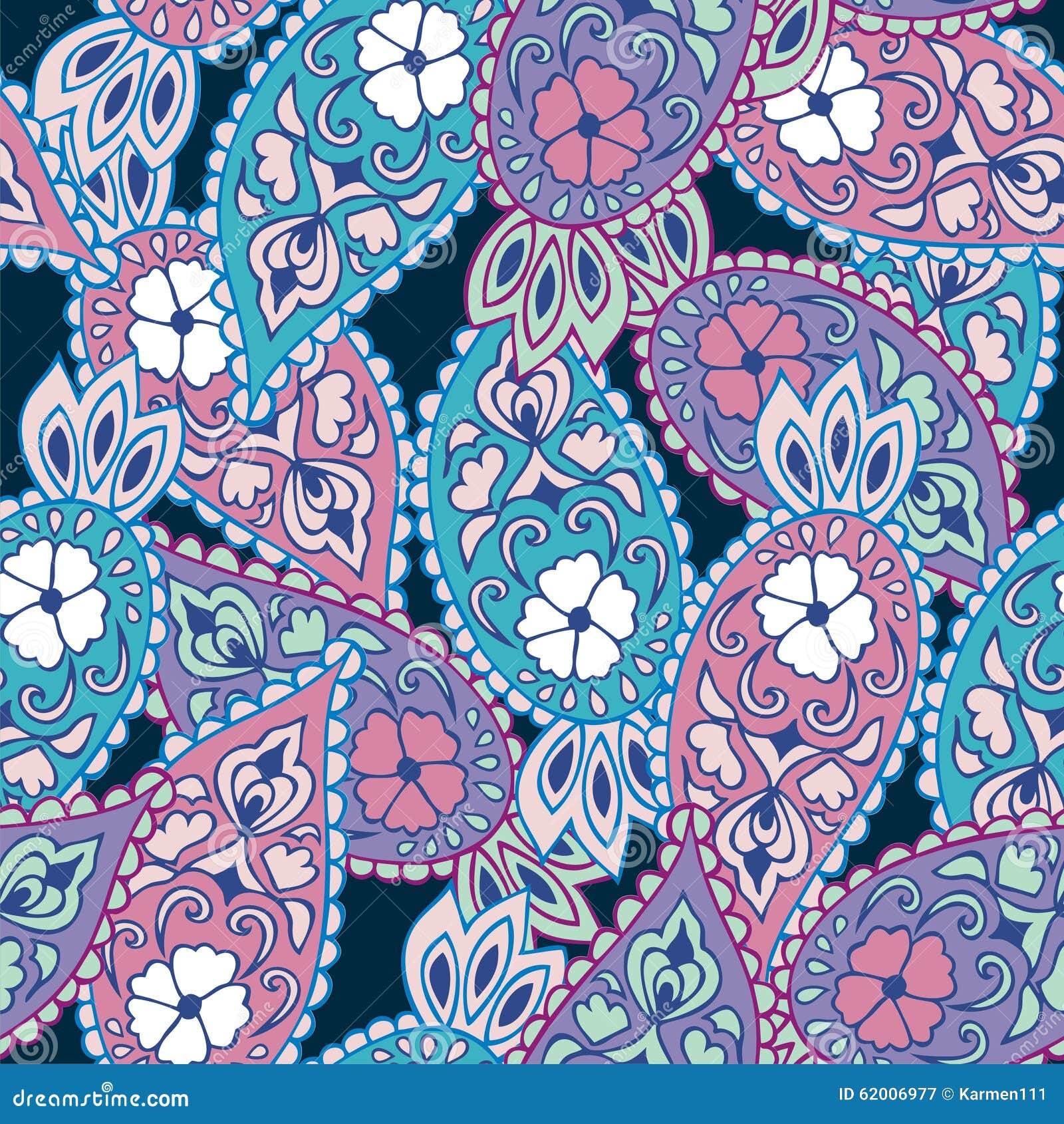 Paisley And Flower Design Ethnic Tribal Fabric Bandana Seamless