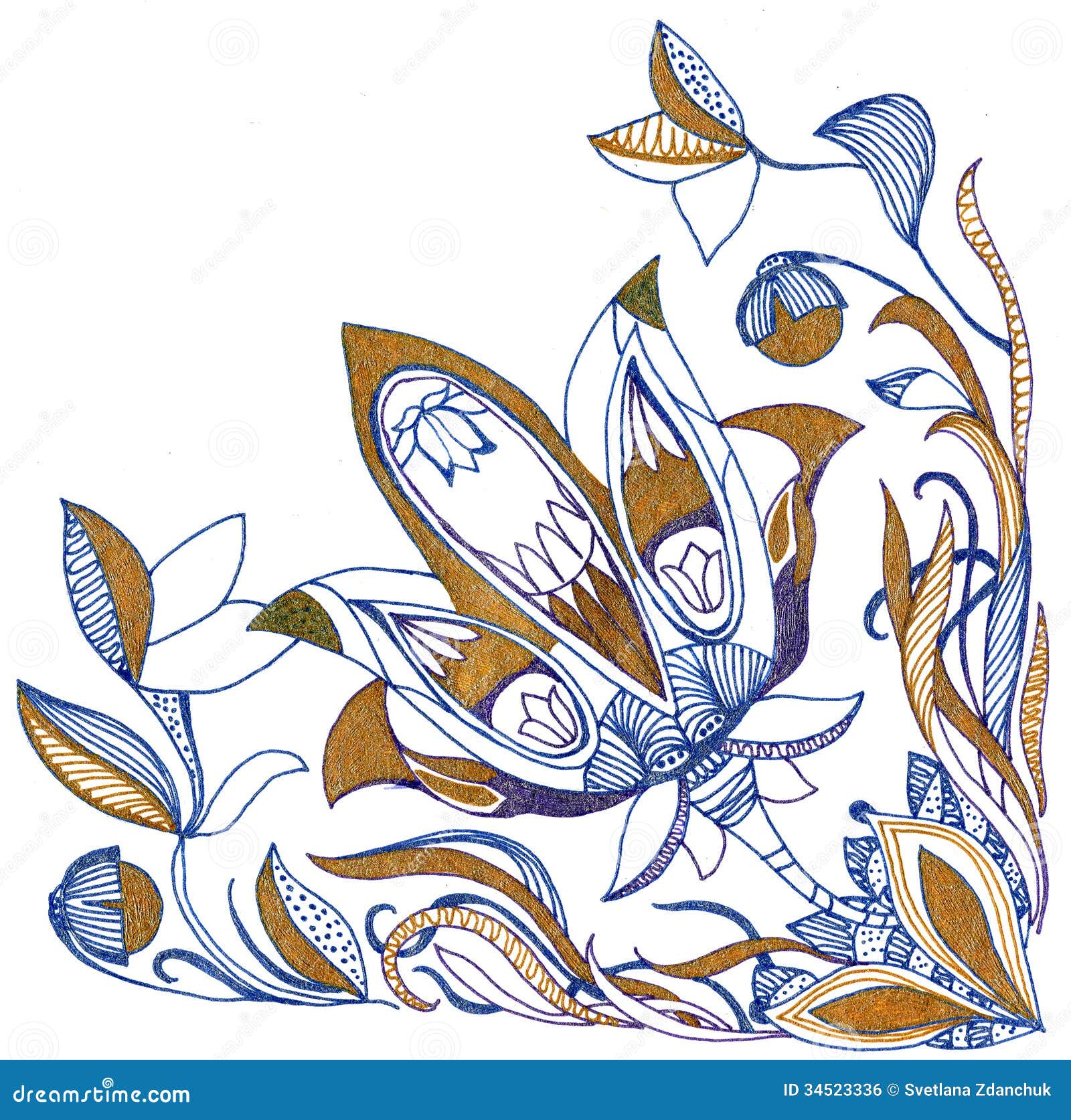 Paisley Flower Hand Drawing Illustration Stock Illustration ...