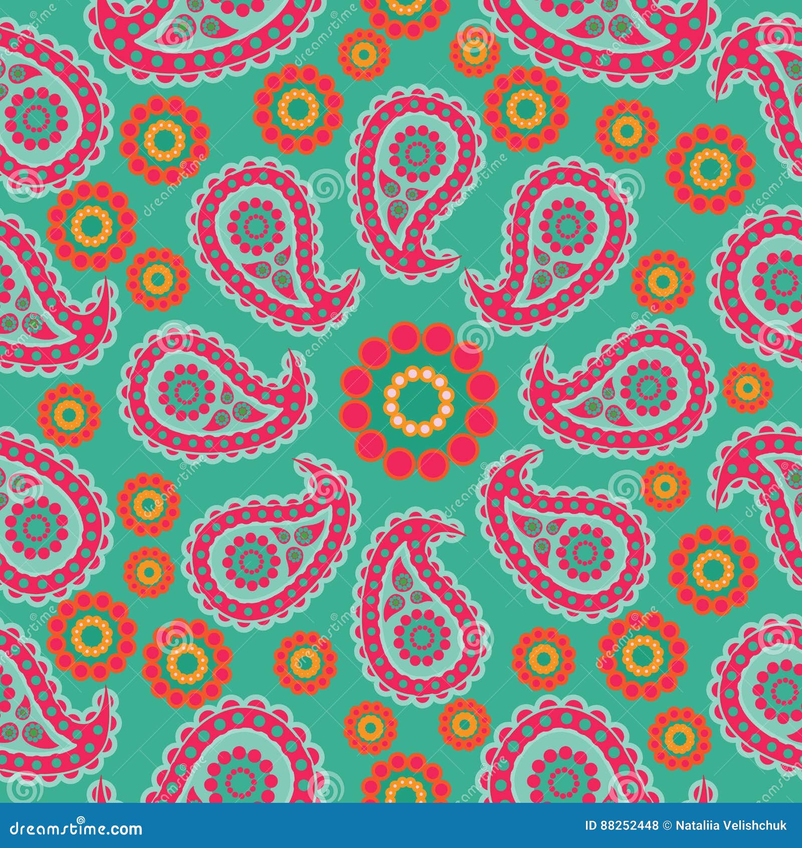 Paisley on a Green Background. Stock Vector - Illustration of paper ...