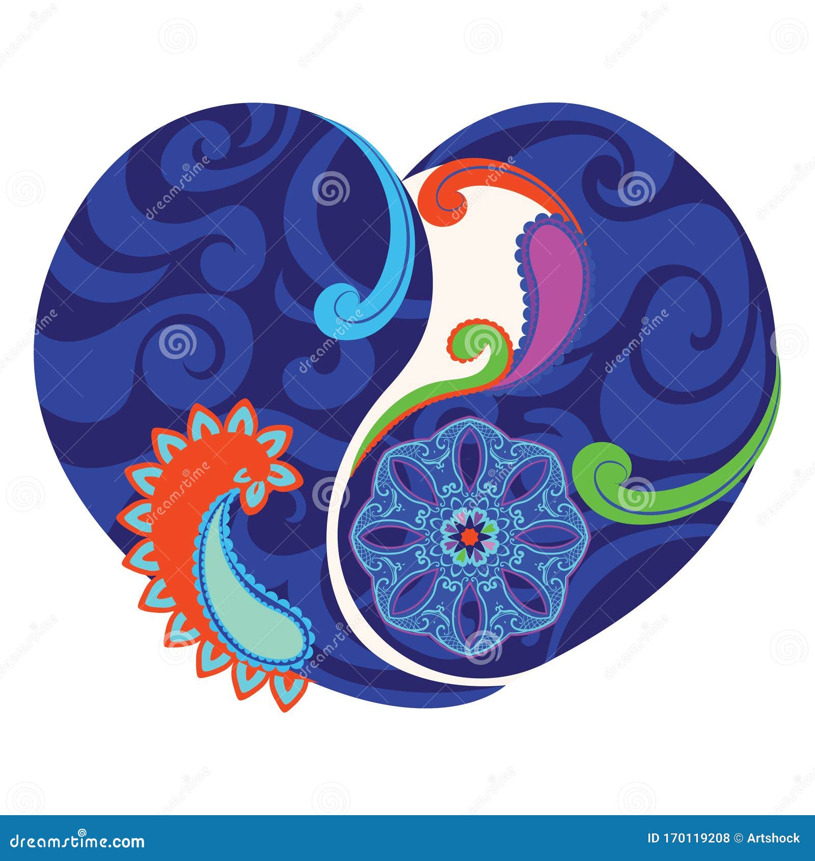 Paisley heart design stock vector. Illustration of floral - 170119208