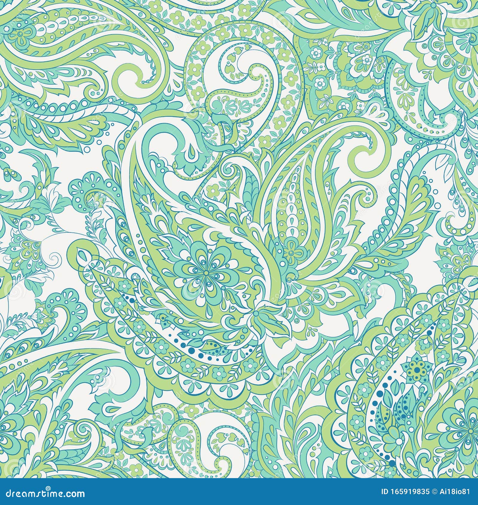 Paisley Indian Pattern. Seamless Vintage Vector Background Stock ...