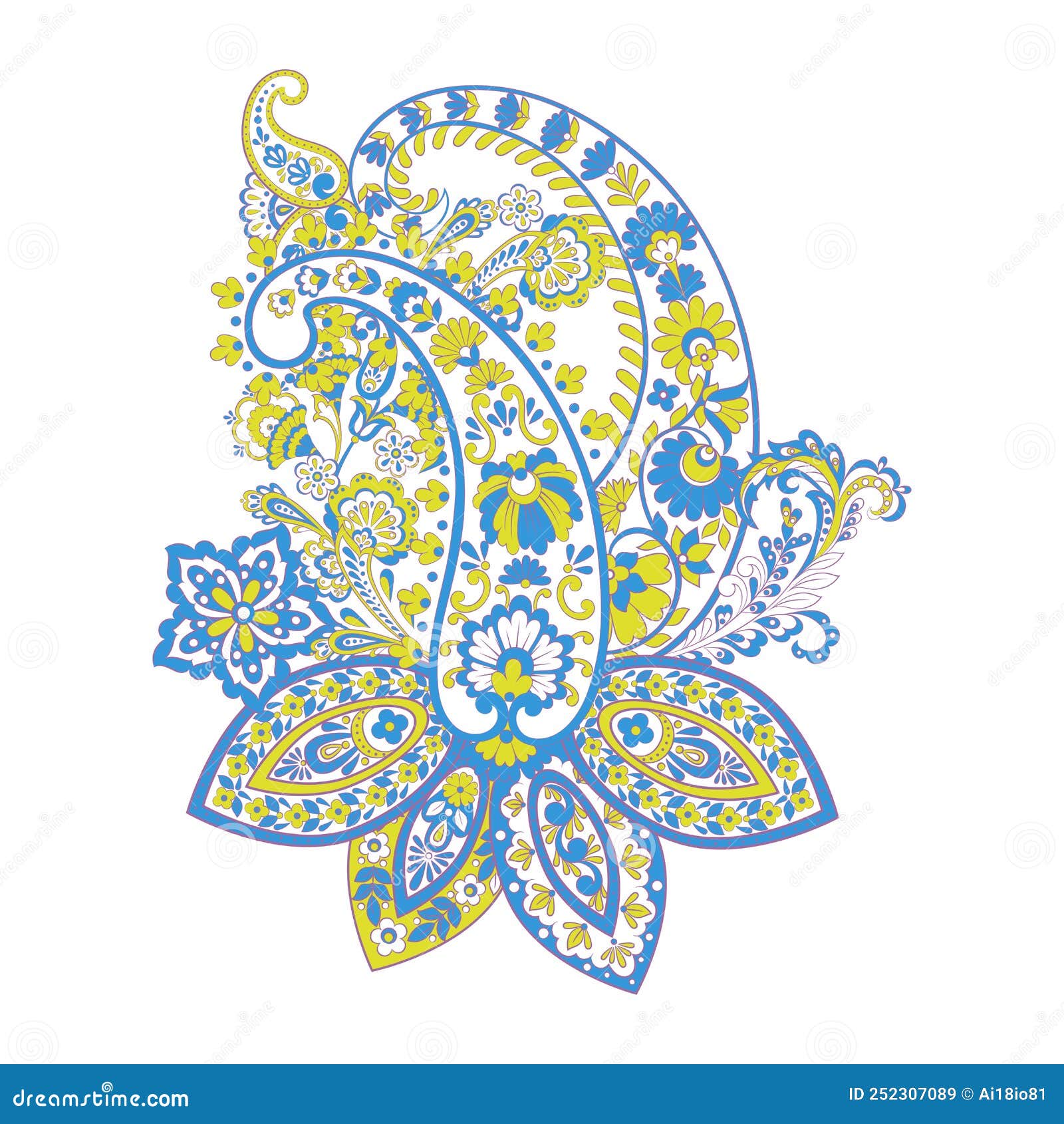 Paisley Isolated Pattern. Damask Vector Illustration Stock Vector ...