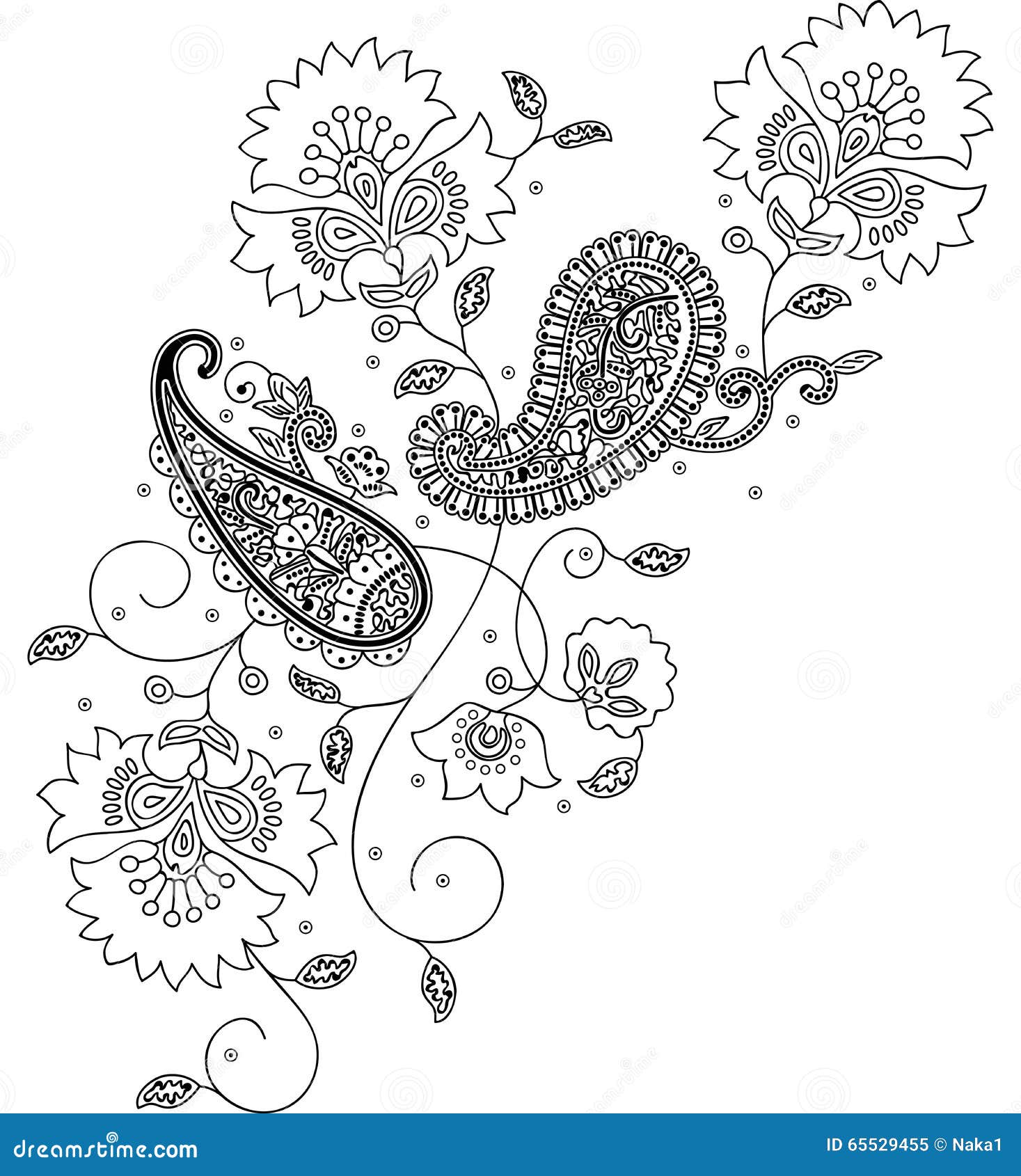Paisley Mehndi Floral Design Stock Illustration - Illustration of ...