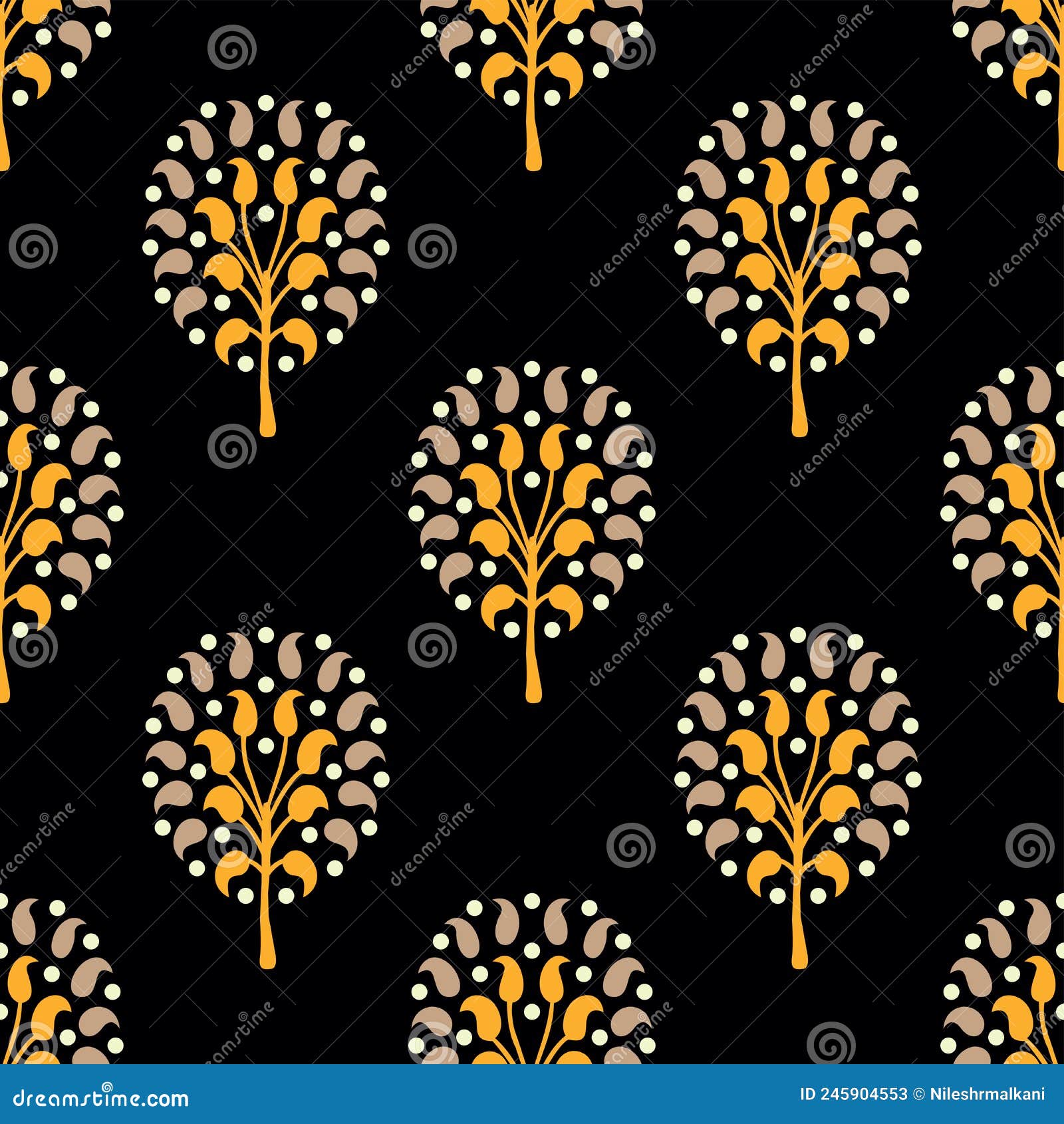 Paisley Ornamental Art Tree Pattern Design Stock Vector - Illustration ...