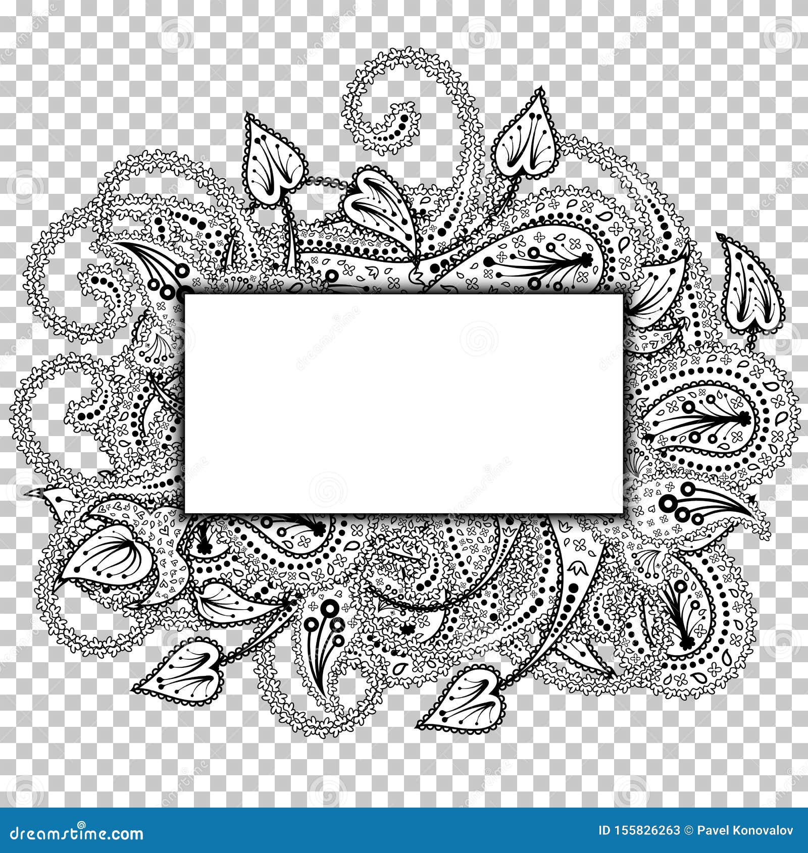 Paisley pattern with frame stock vector. Illustration of circle - 155826263