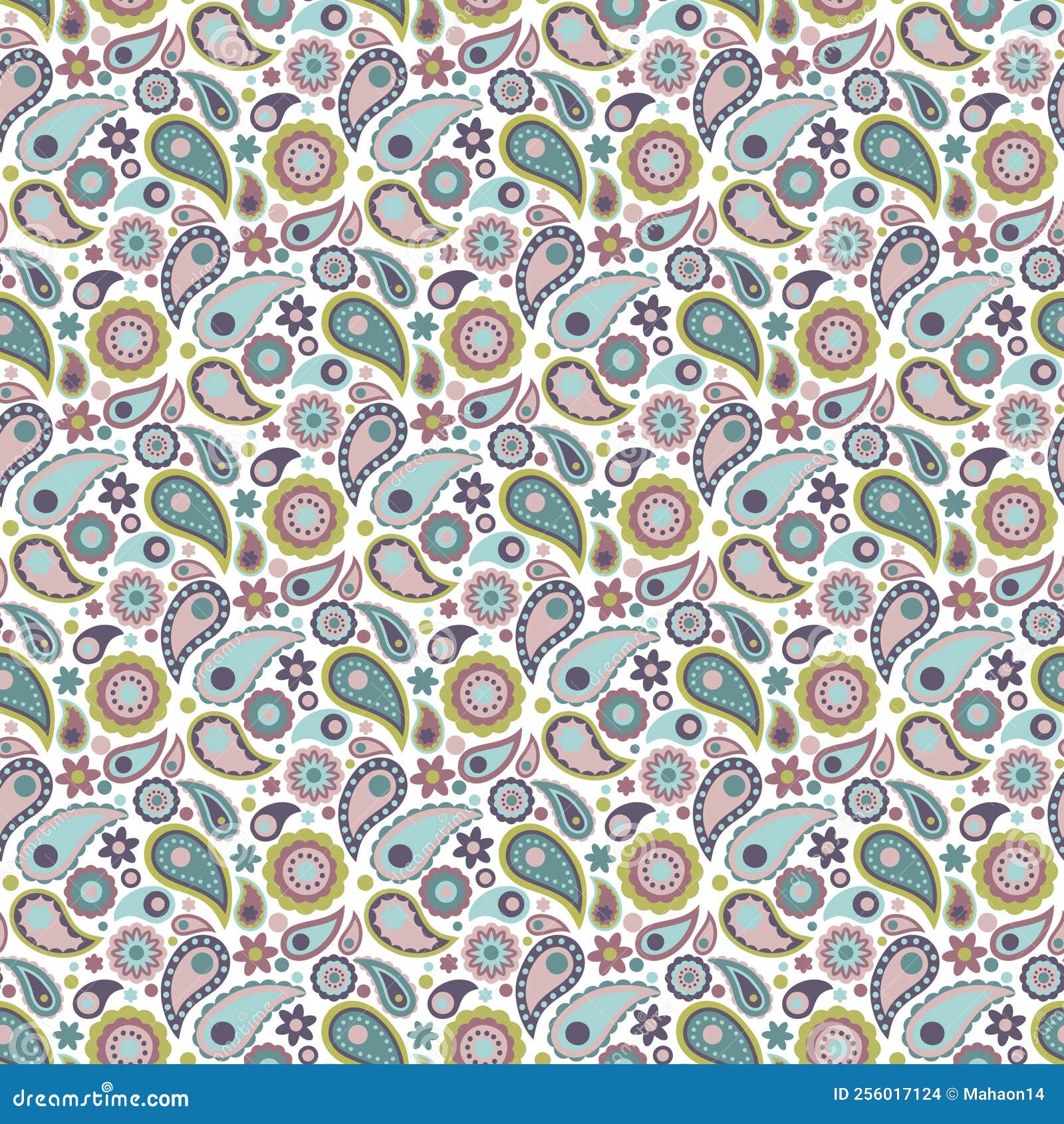 Paisley Pattern Green Colors Stock Vector - Illustration of textile ...