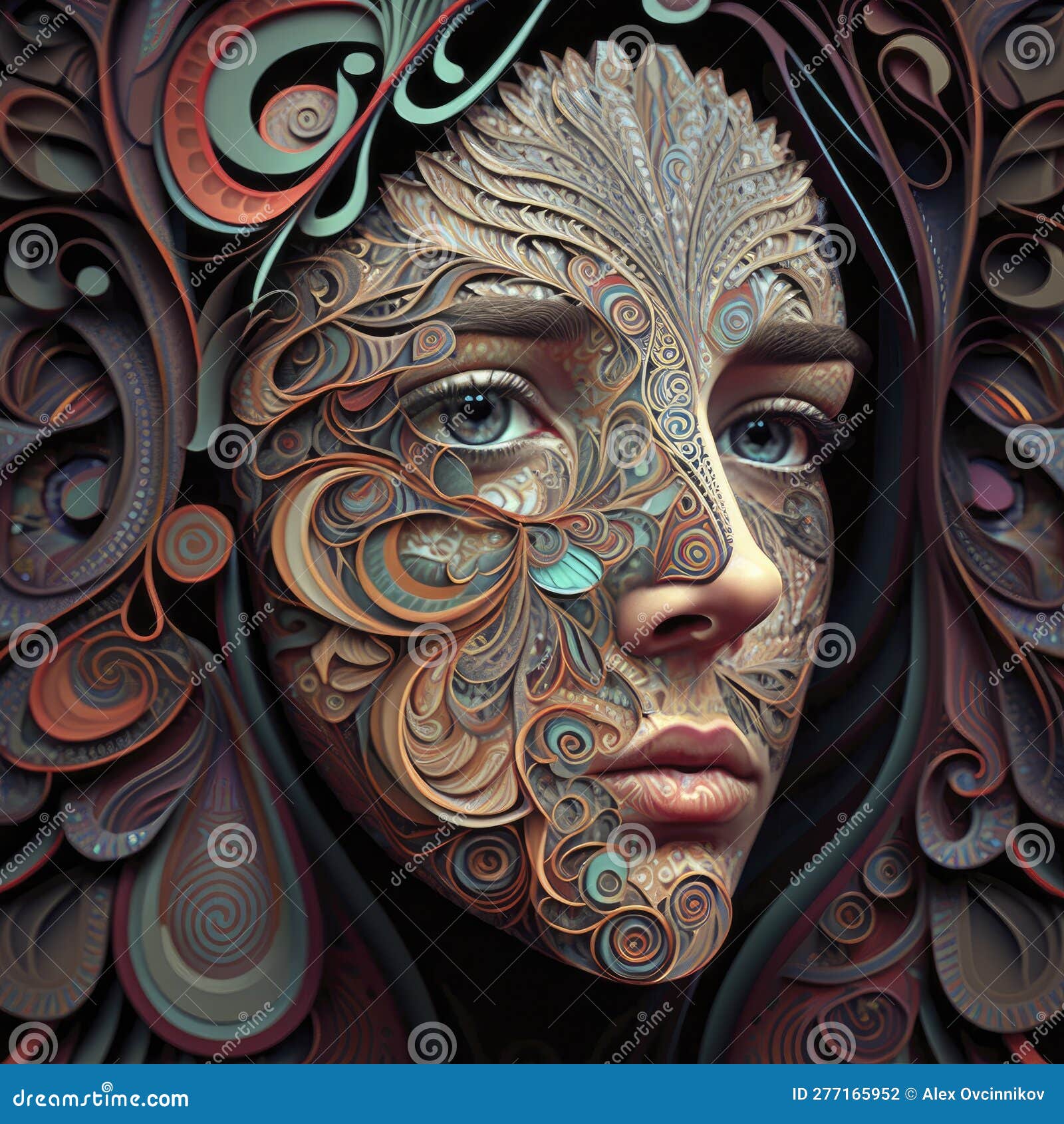 Paisley Patterned Background with a Beautiful Face. Perfect for ...