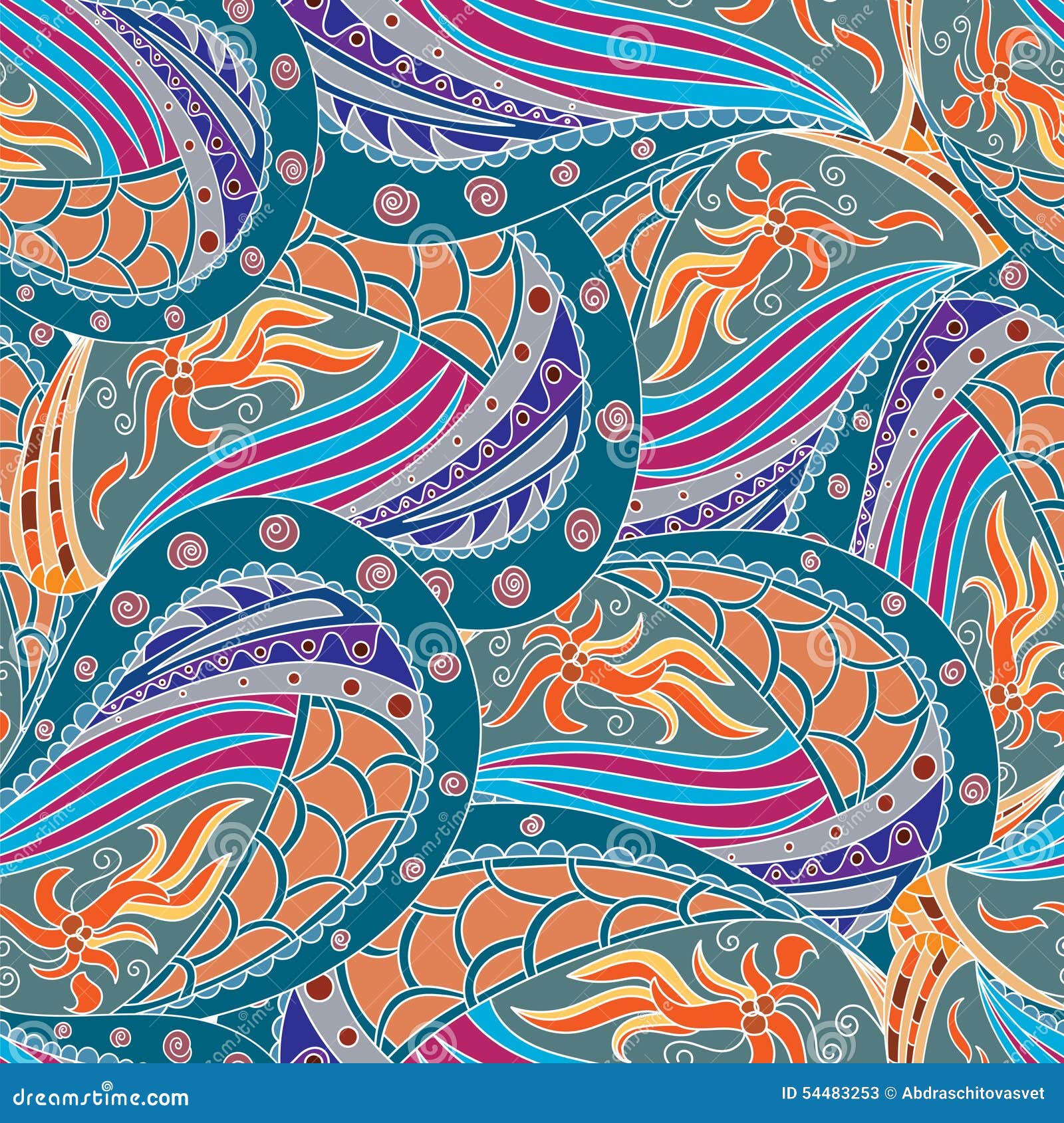 Paisley seamless color stock vector. Illustration of decor - 54483253