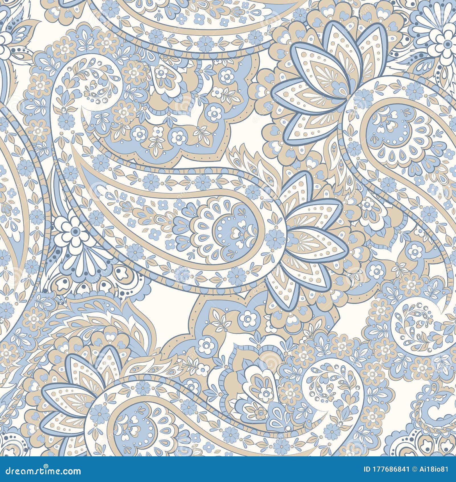Paisley Seamless Floral Pattern. Indian Vintage Background. Stock ...