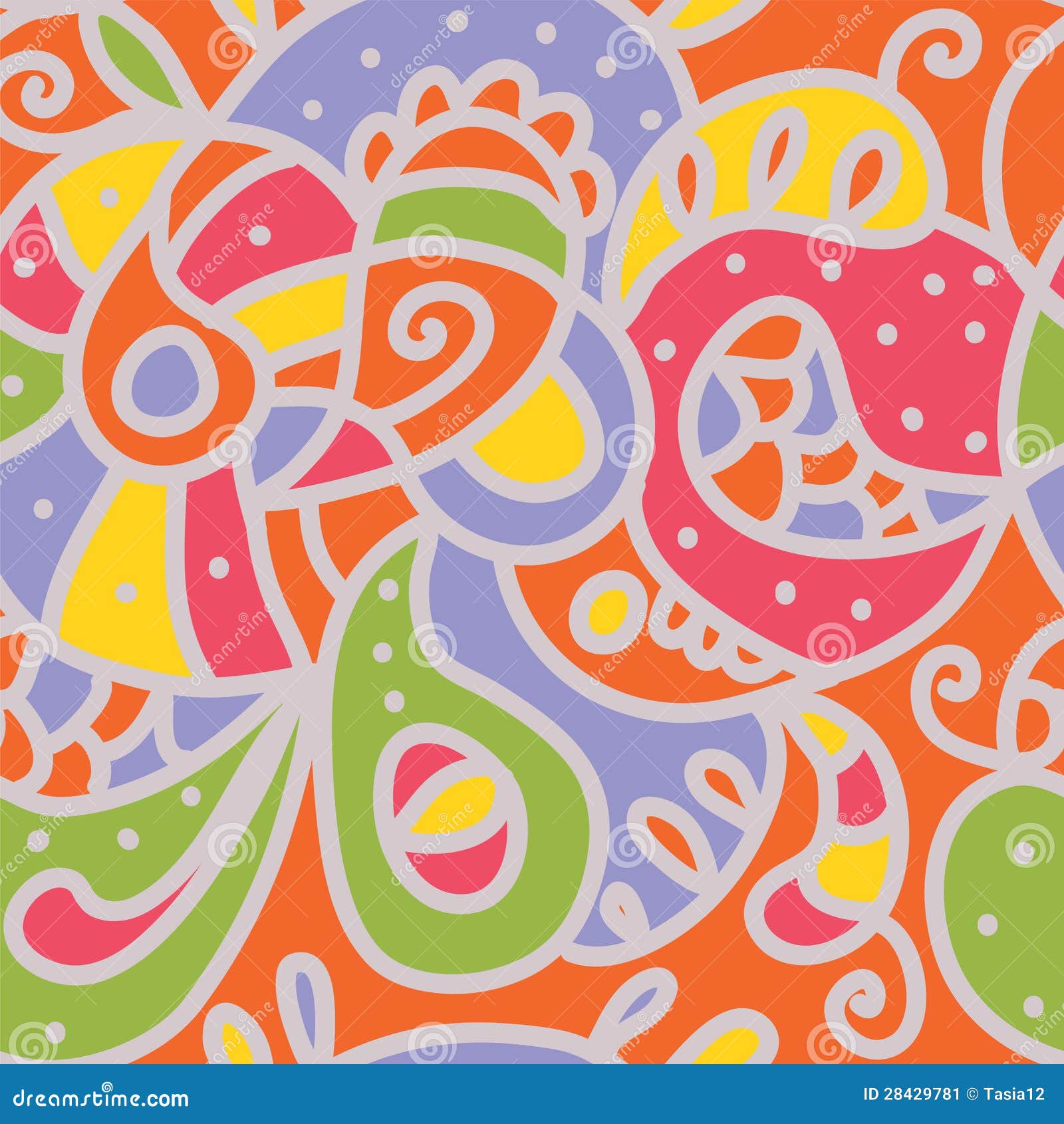 Paisley Seamless Whimsical Pattern Stock Image - Image: 28429781