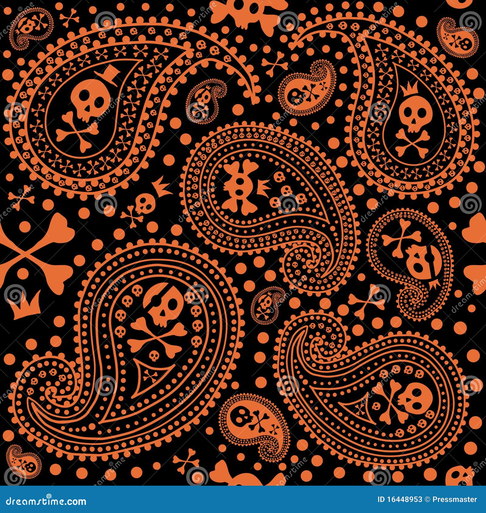 Paisley and skulls stock illustration. Illustration of design - 16448953