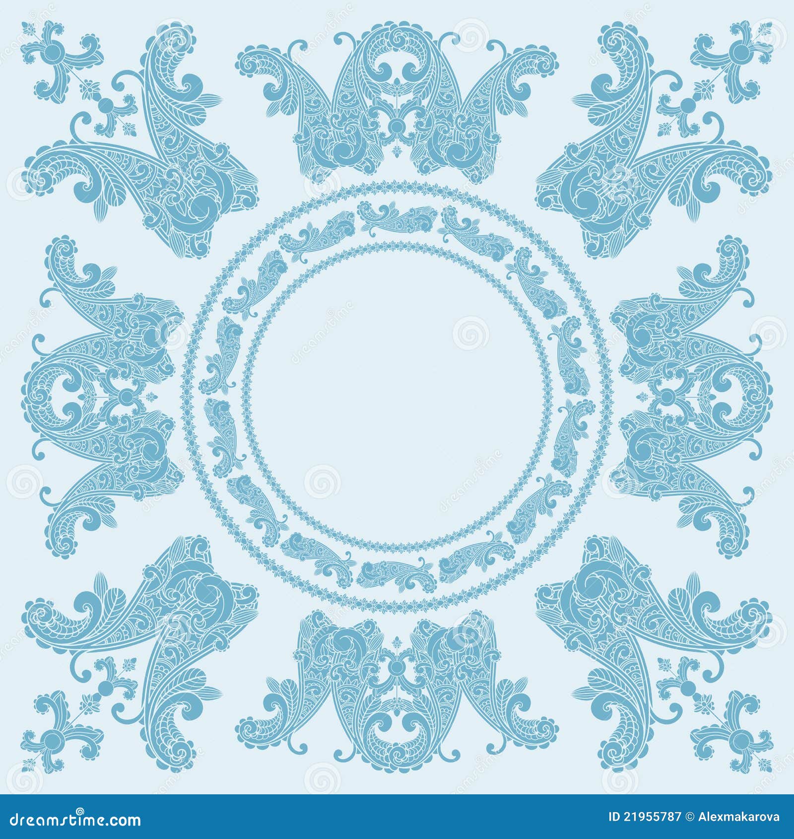 Paisley Square Pattern in Blue Stock Vector - Illustration of blue ...