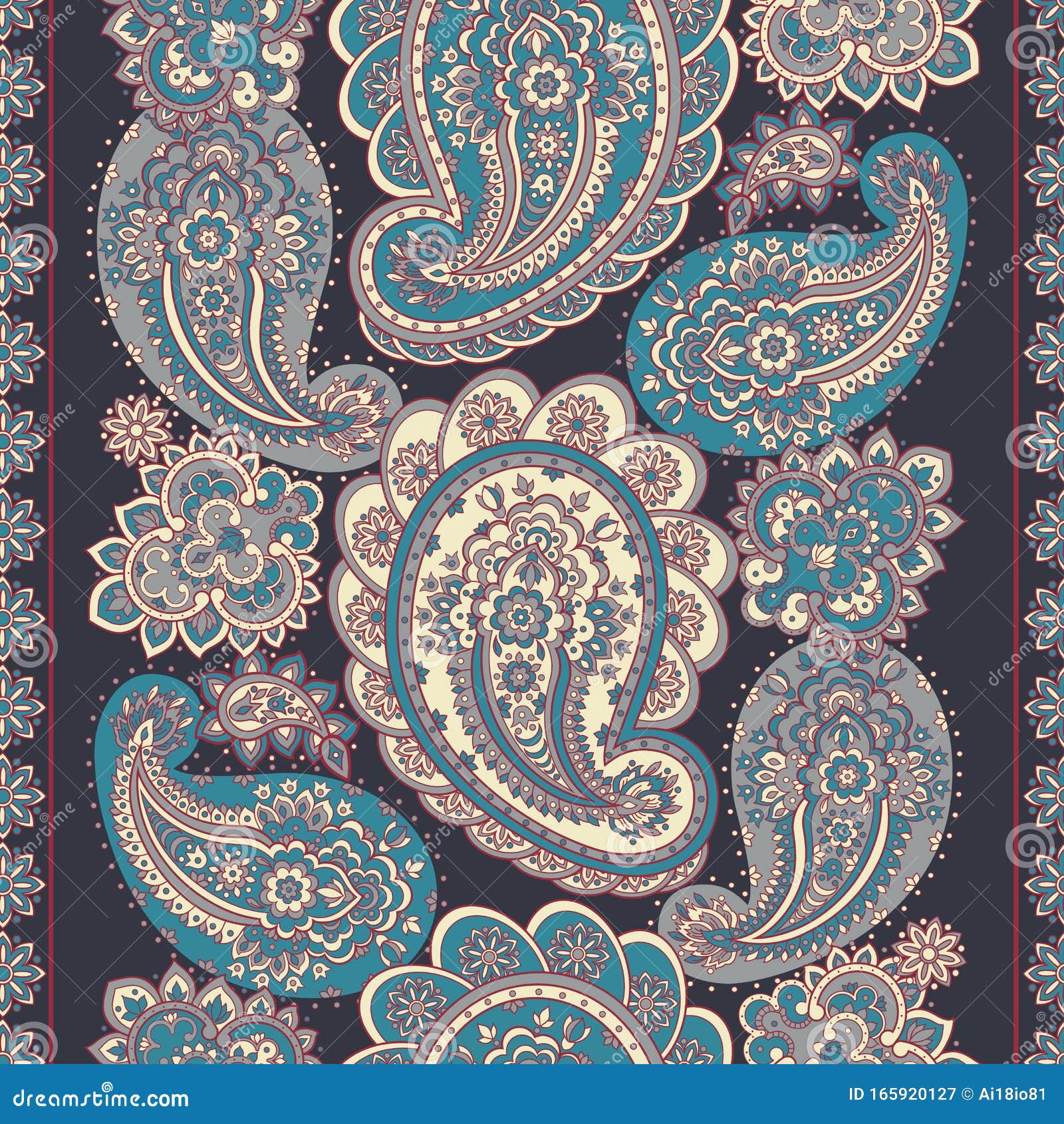 Paisley Style Floral Seamless Pattern. Vector Ornamental Damask ...