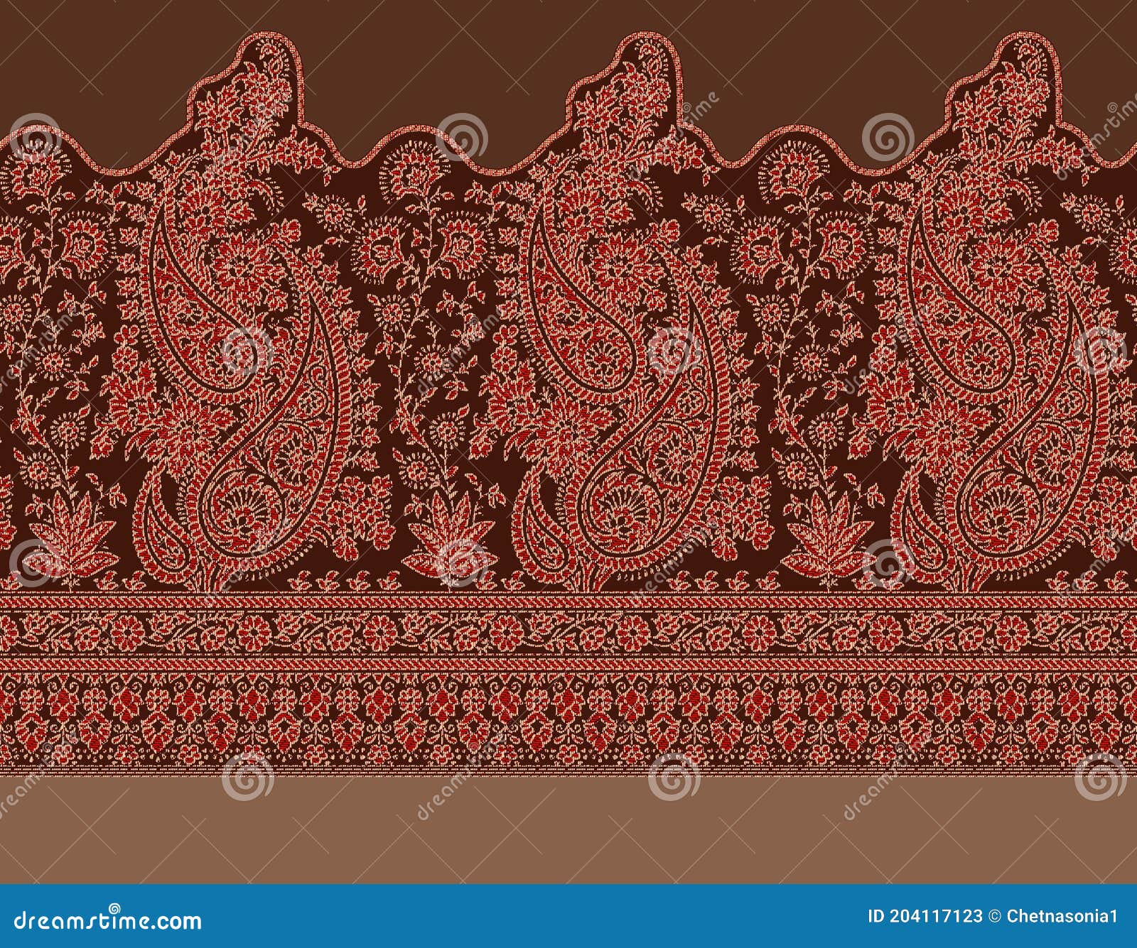 Paisley Traditional Silk Design Pattern Background Stock Illustration ...