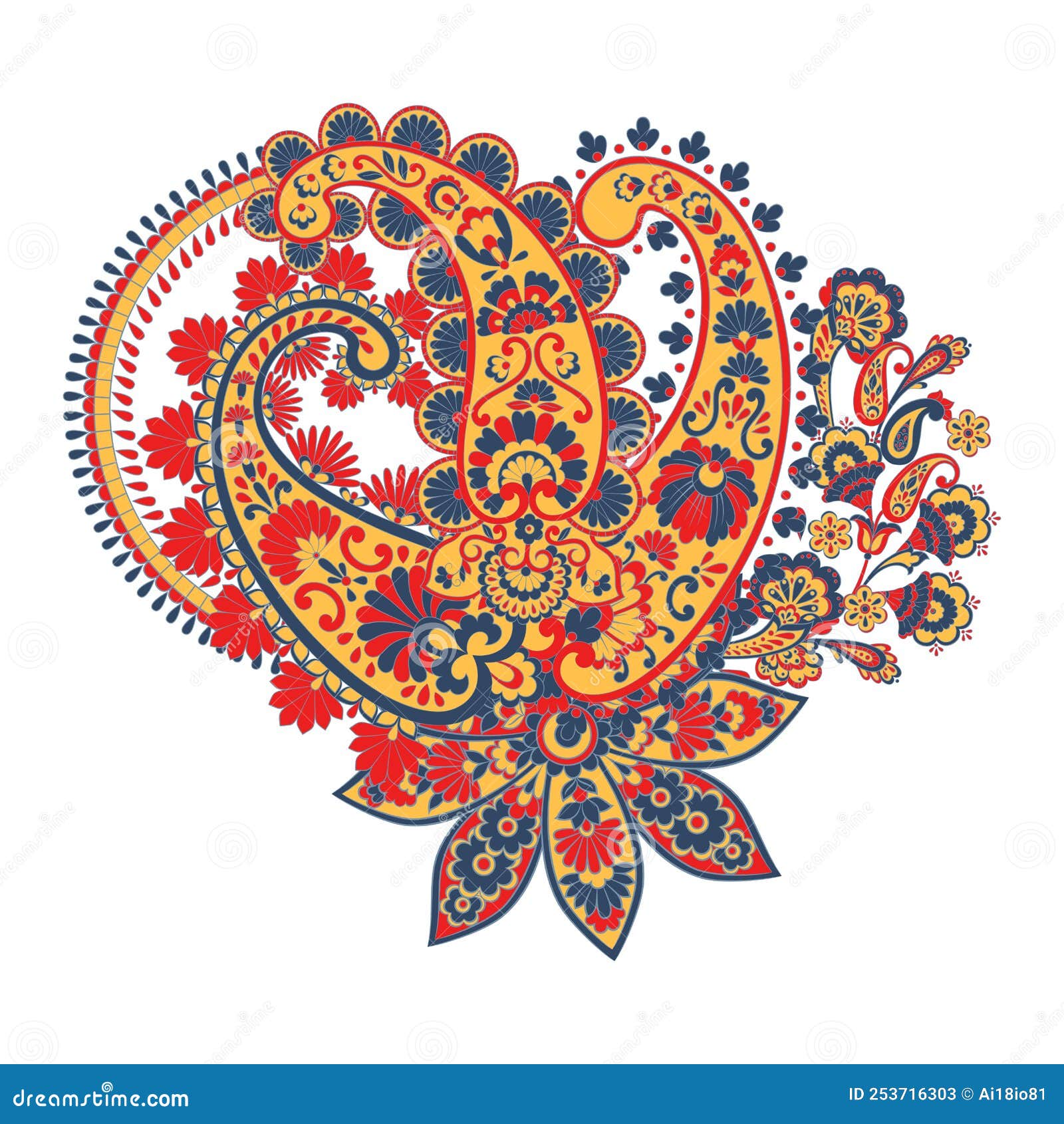 Paisley Isolated. Card with Paisley Isolated for Design. Floral Vector ...