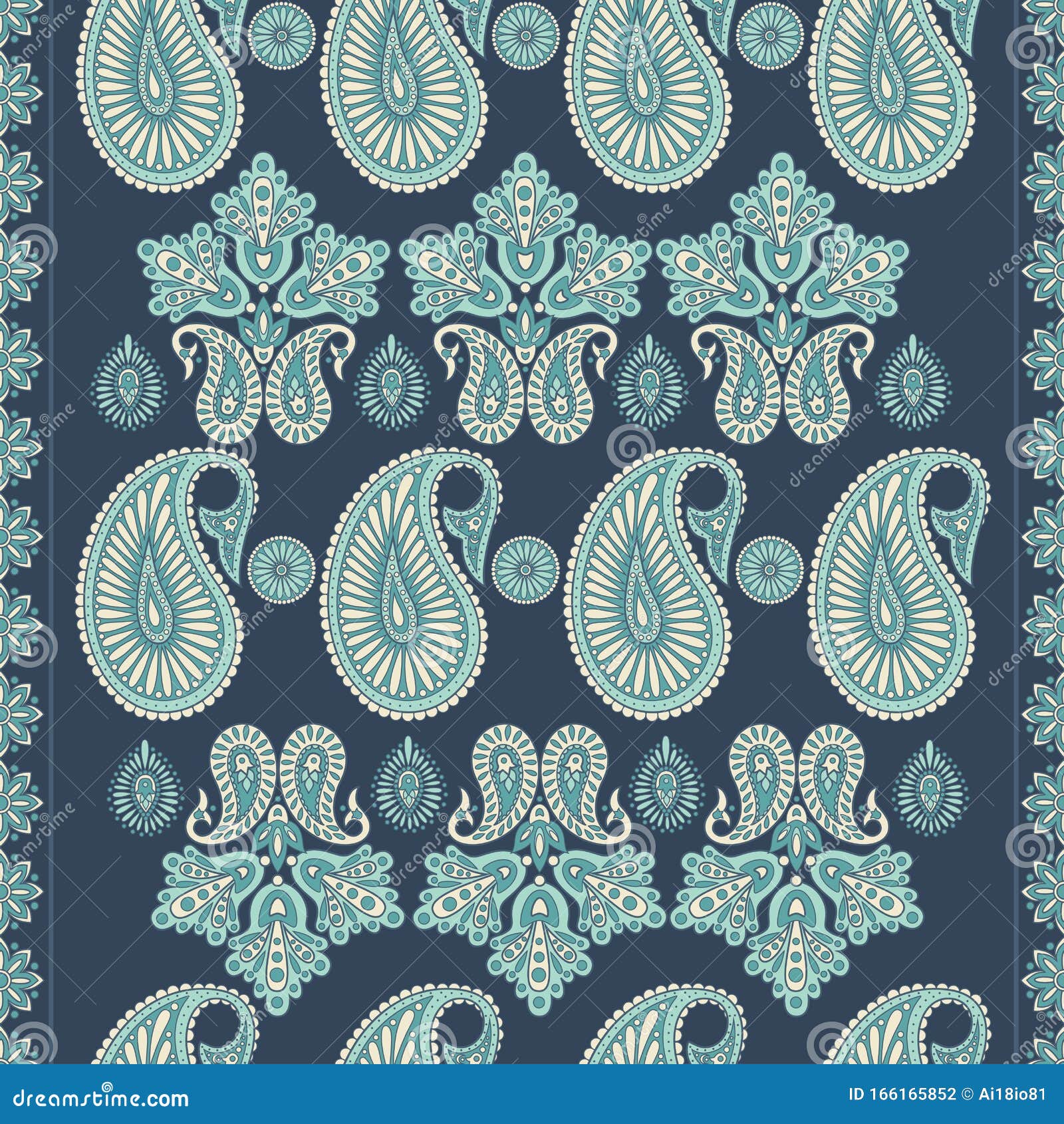 Paisley Vintage Pattern in Indian Batik Style. Floral Vector Background ...