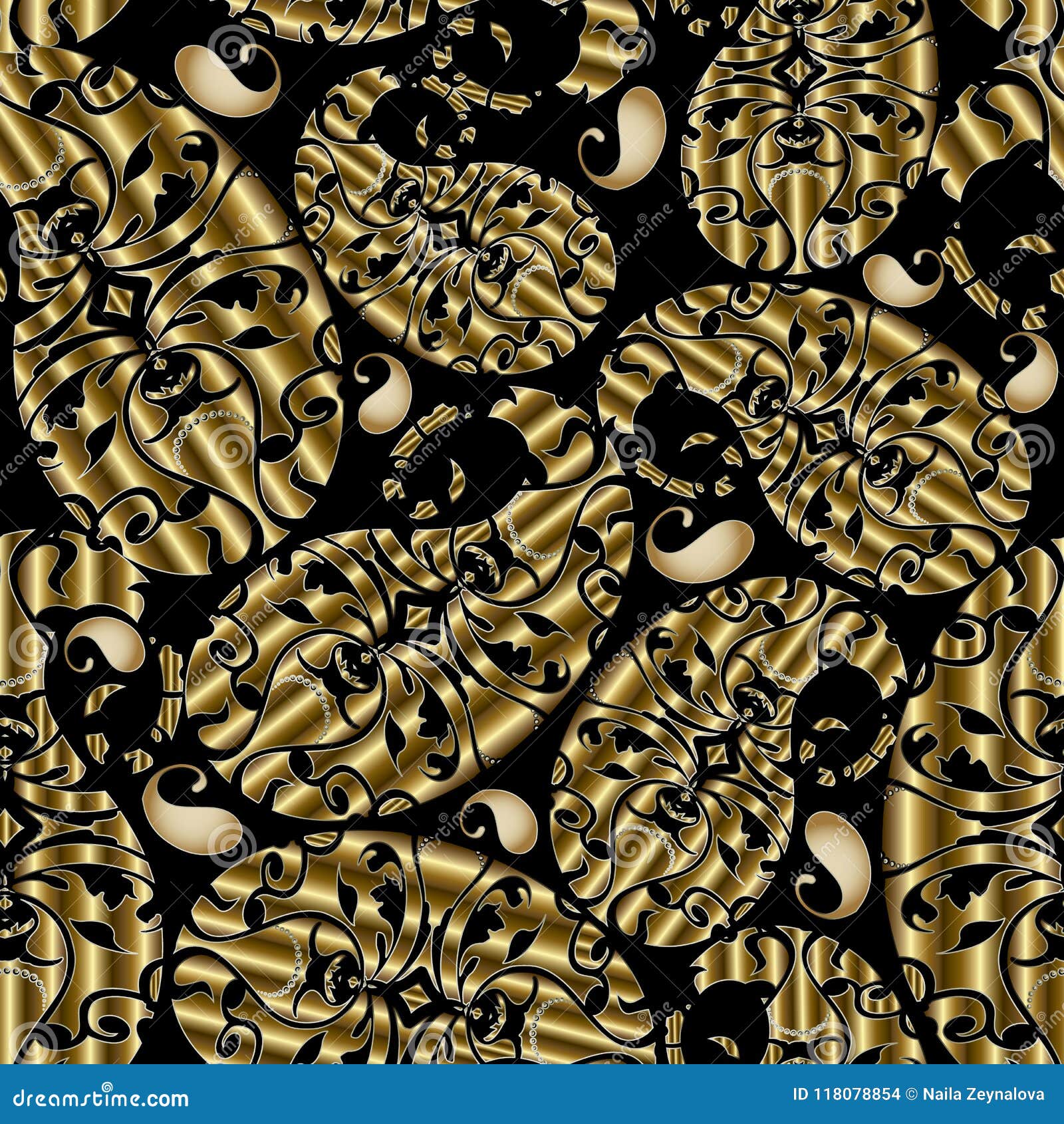Paisleys Seamless Pattern. Abstract Black Floral Background Wall Stock ... Paisleys Seamless Pattern. Abstract Black Floral Background Wall Stock ...