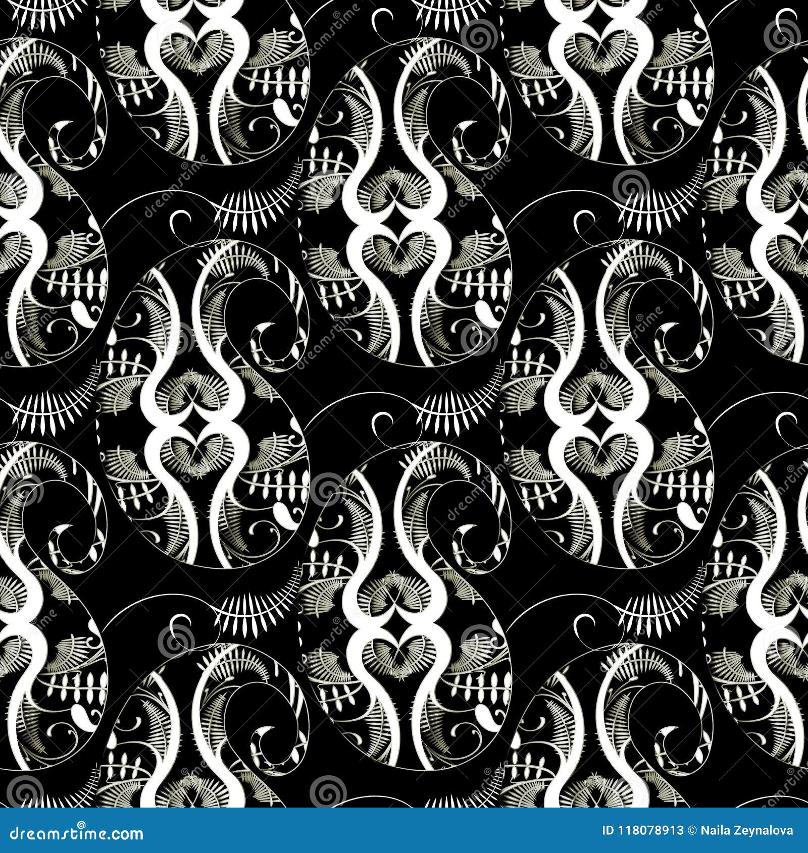 Paisleys Seamless Pattern. Abstract Black Floral Background Wall Stock ... Paisleys Seamless Pattern. Abstract Black Floral Background Wall Stock ...