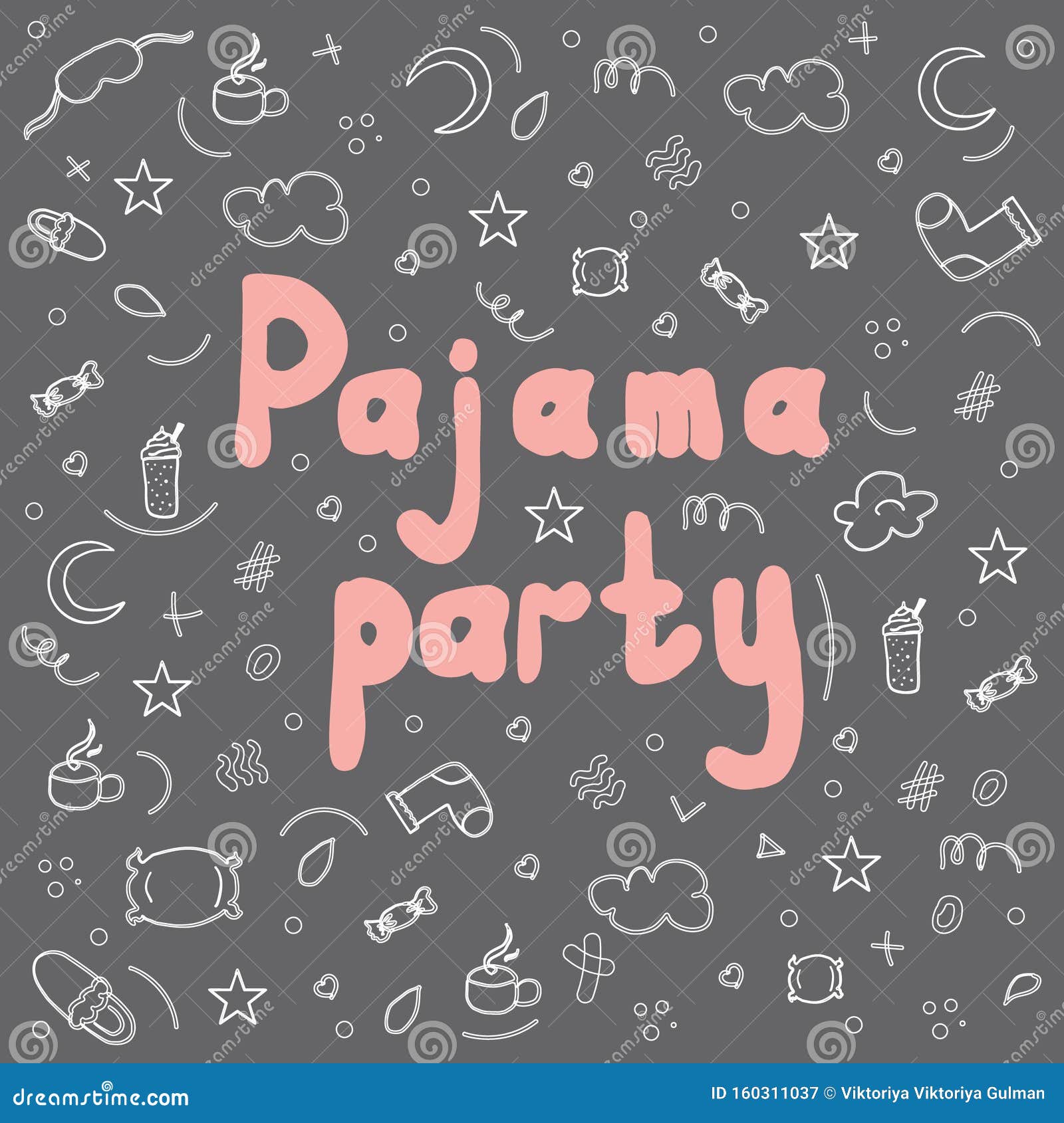 Pajama Party Pink Text with White Line Pattern Stock Illustration ...