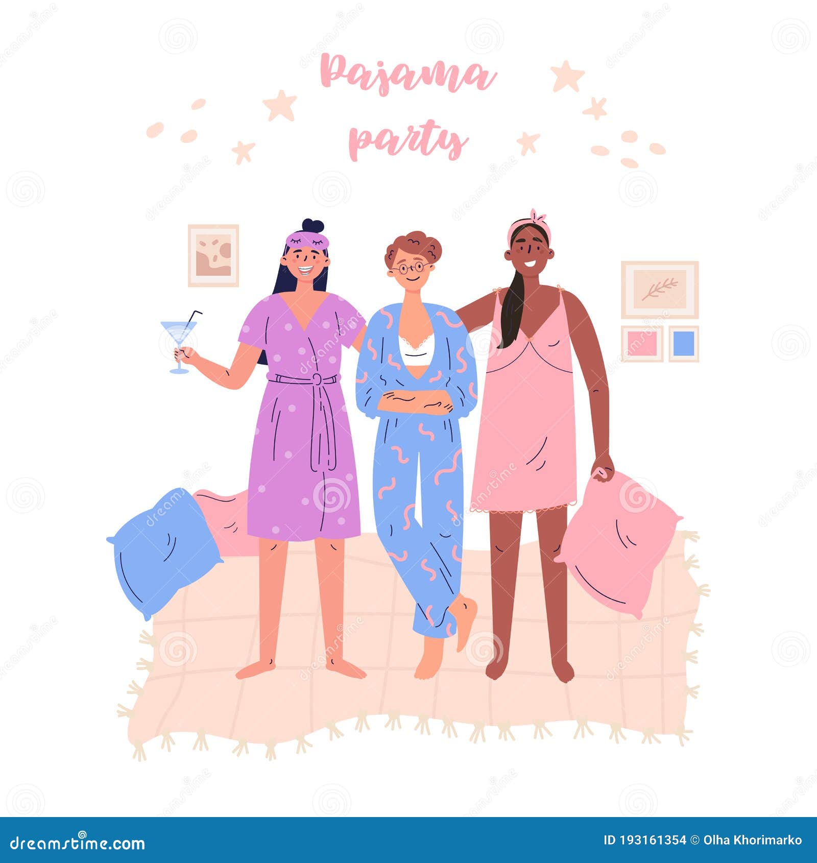 Pajama Party Vector Cartoon Illustration 193161354