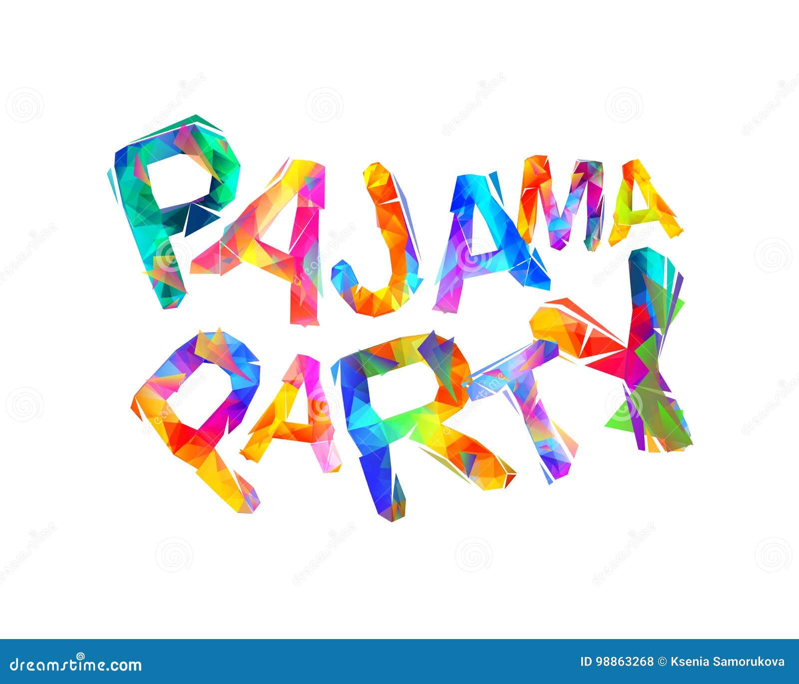 Pajama Party. Vector Triangular Letters Stock Vector - Illustration of ...