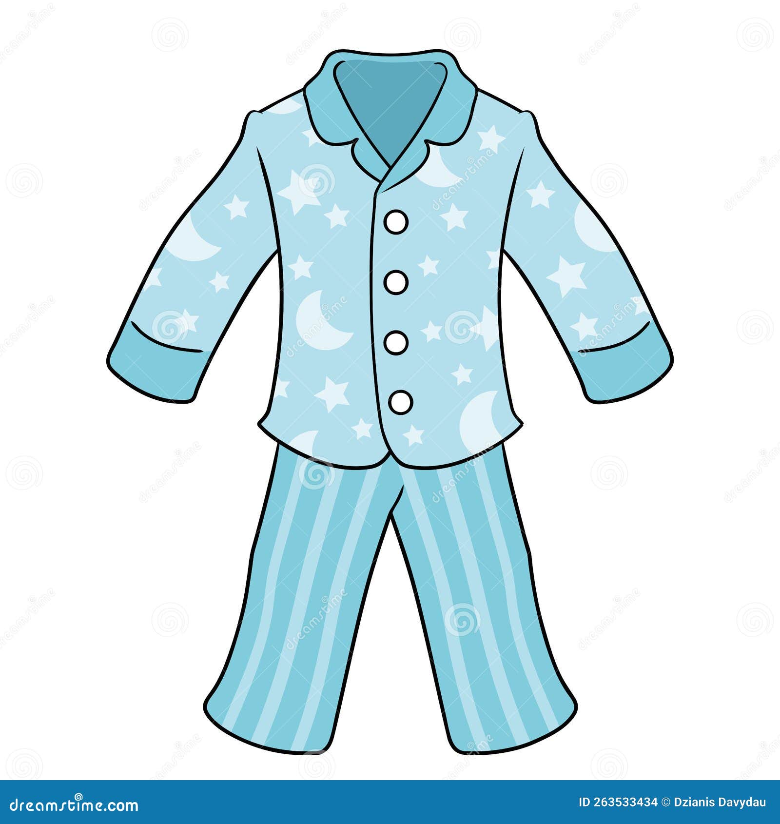 Pajama with Stars Pattern on White Background Stock Vector ...