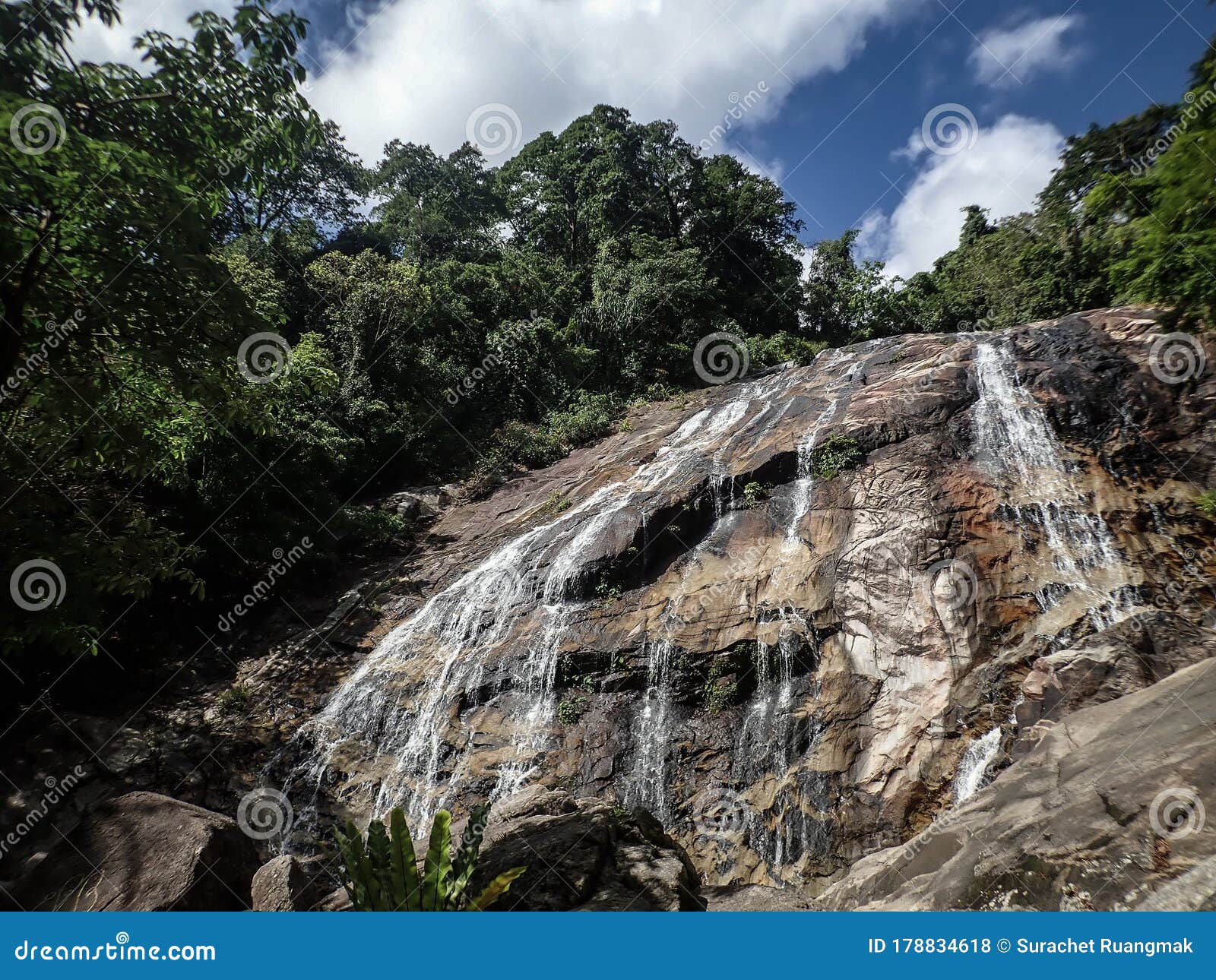 Pajo Waterfall Rainforest Thailand Stock Photo - Image of stream, ruins ...