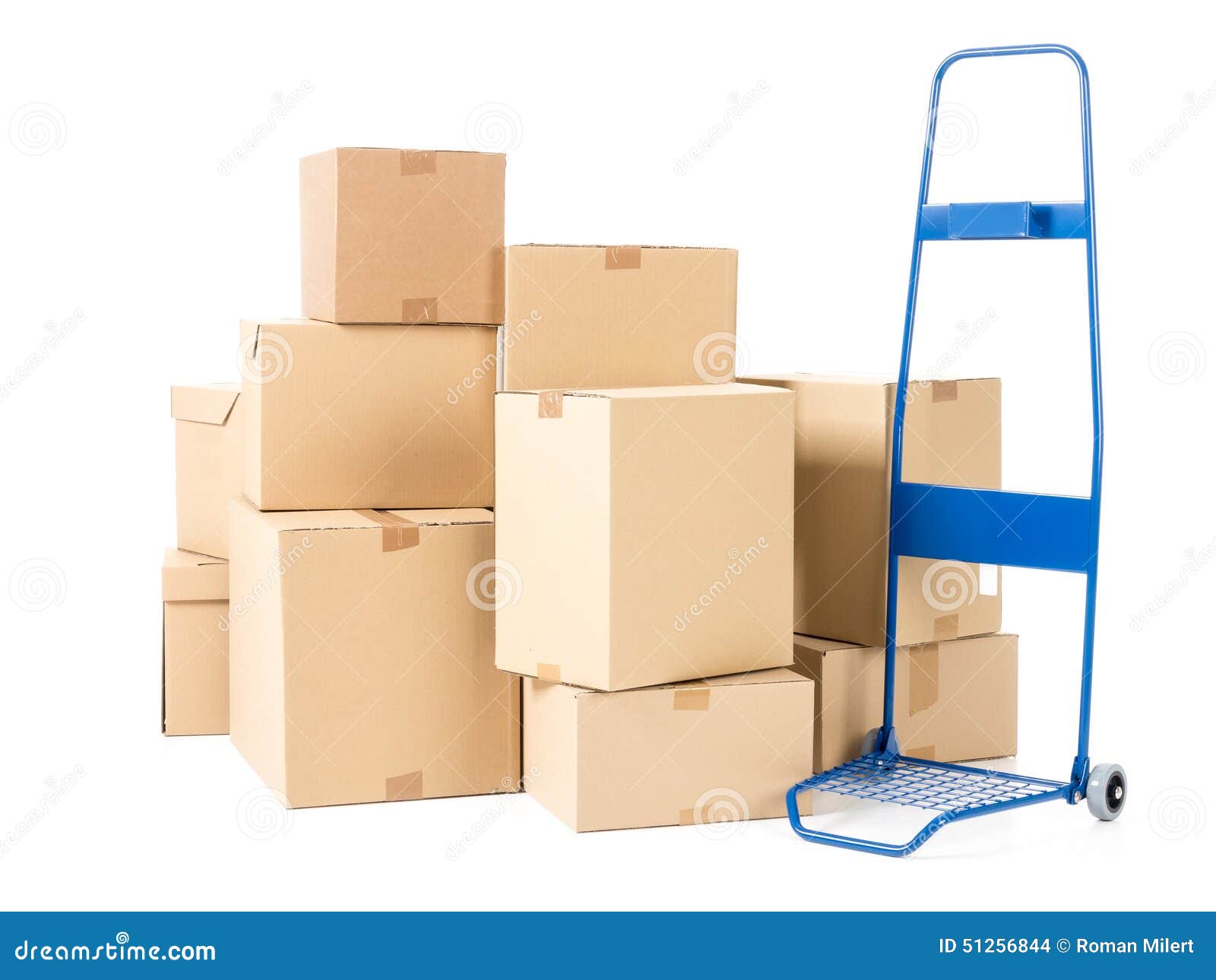 Pakete und Hand-LKW stockfoto. Bild von paket, senden - 51256844