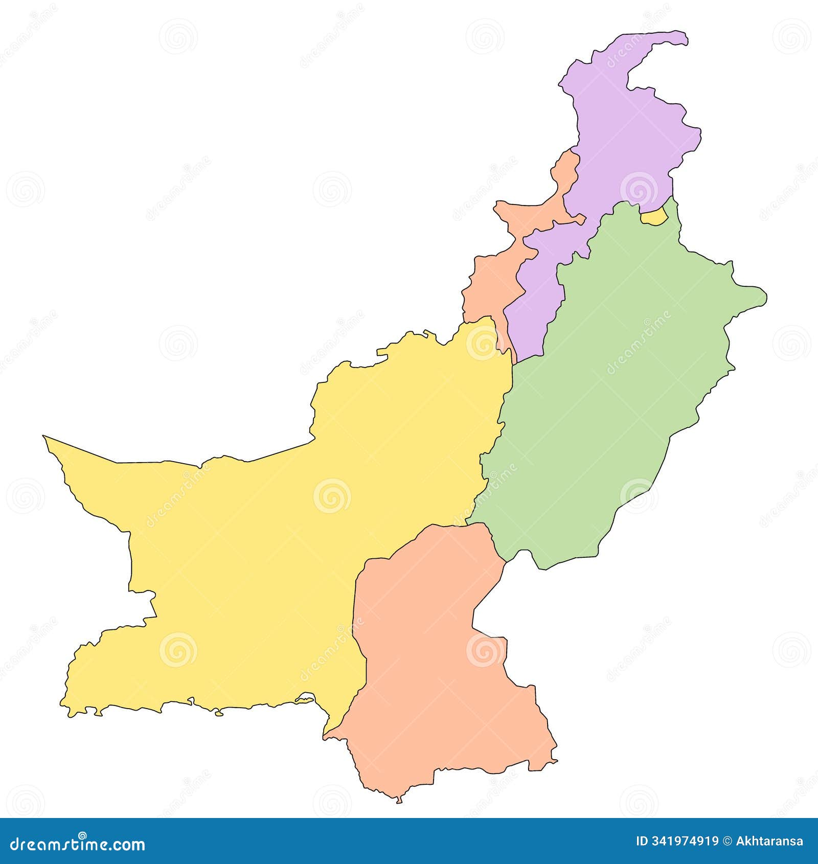 Pakistan Administrative Map. Province Map Of Pakistan, Blank Map, Empty ...