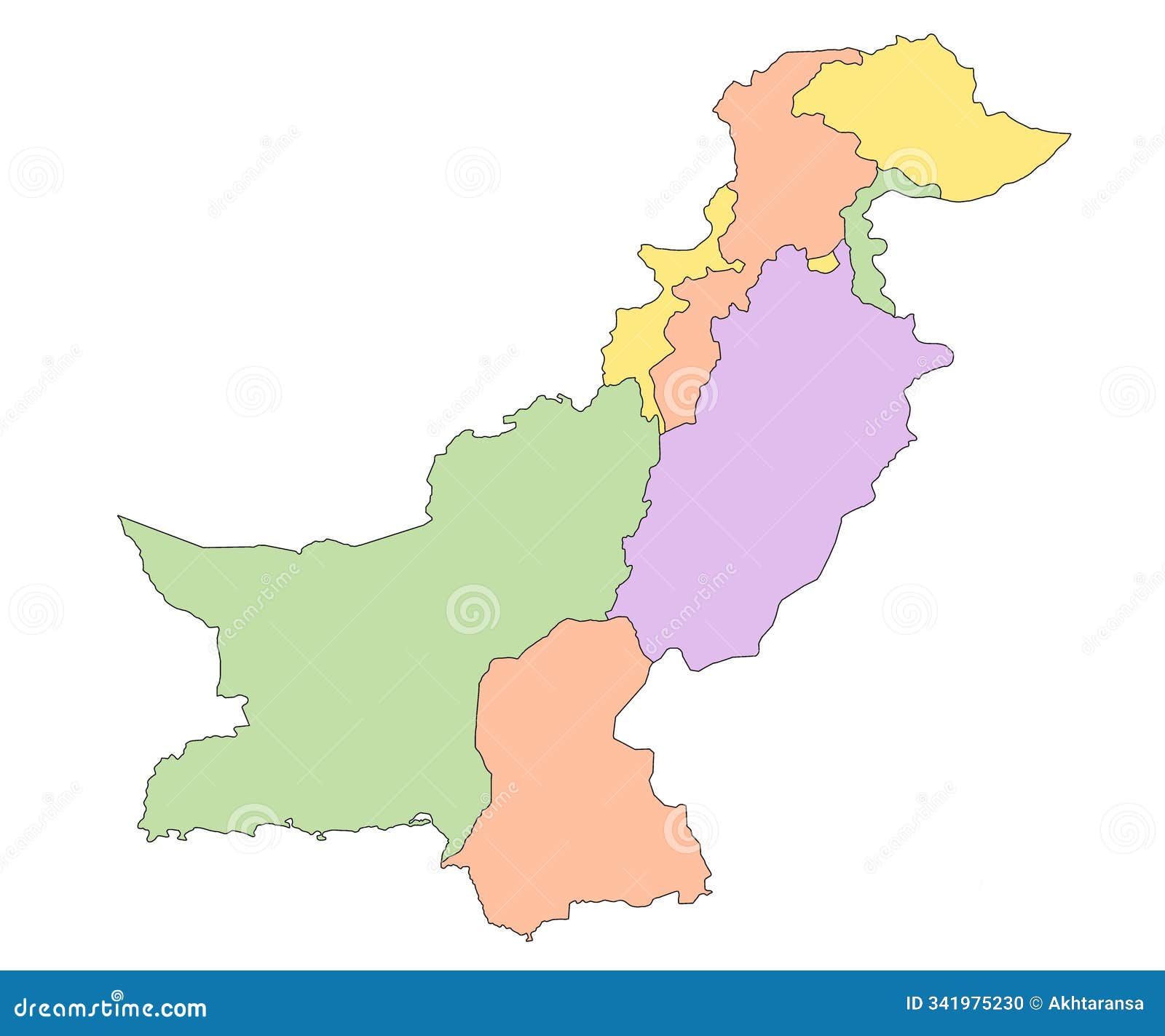 Pakistan Administrative Map. Province Map Of Pakistan, Blank Map, Empty ...