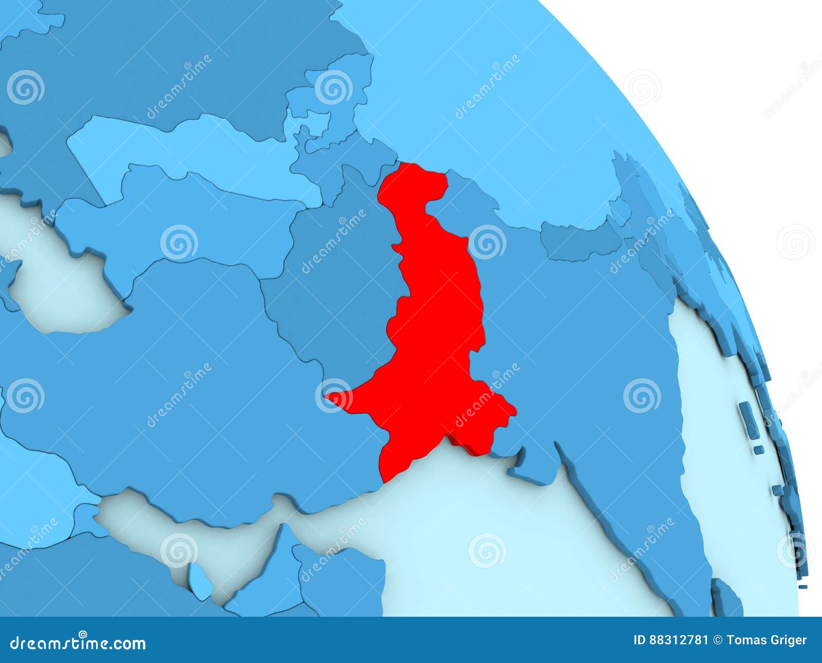 Pakistan on Blue Political Globe Stock Illustration - Illustration of ...