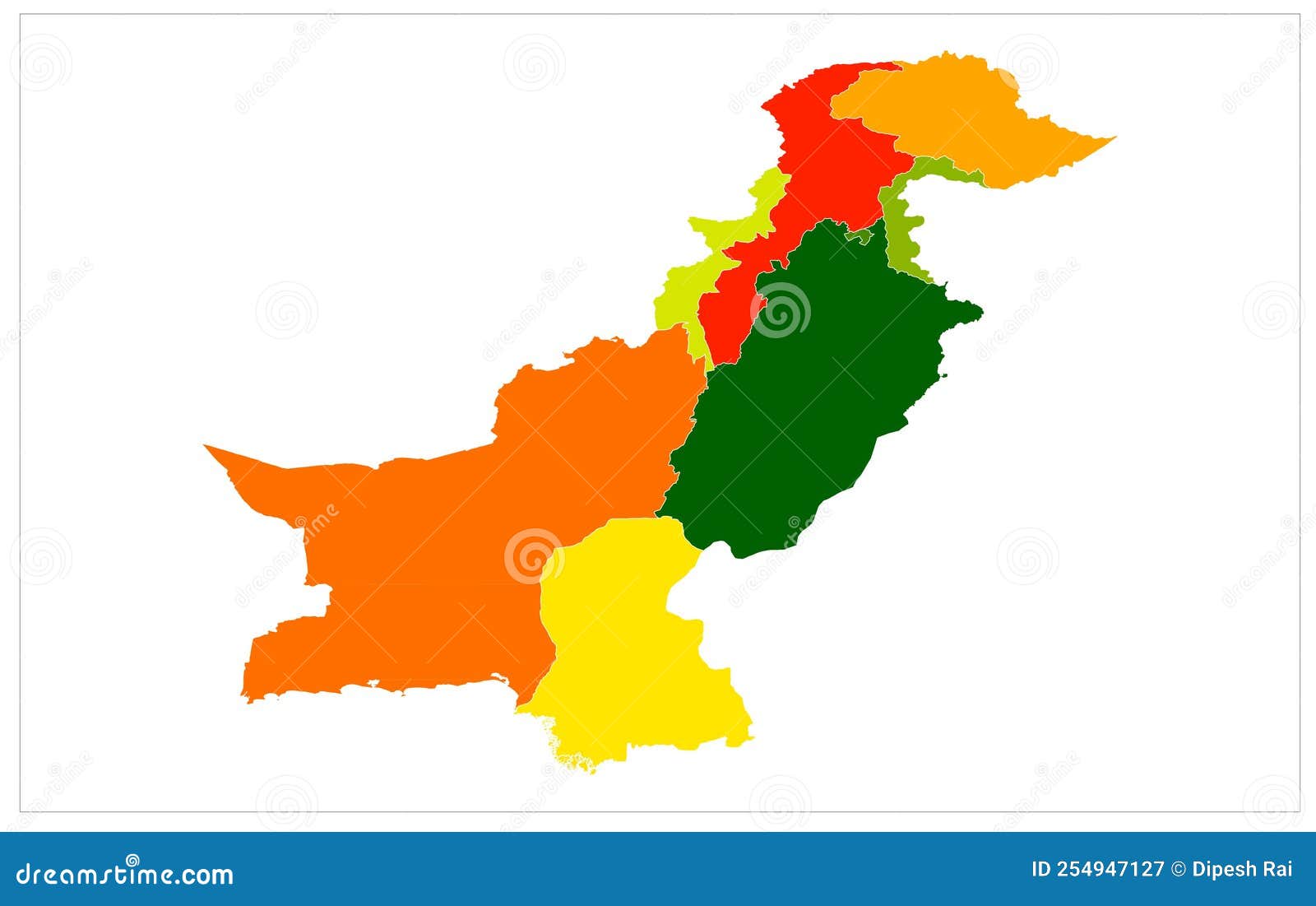 Pakistan Colorful Vector Map Illustration on White Background Stock ...