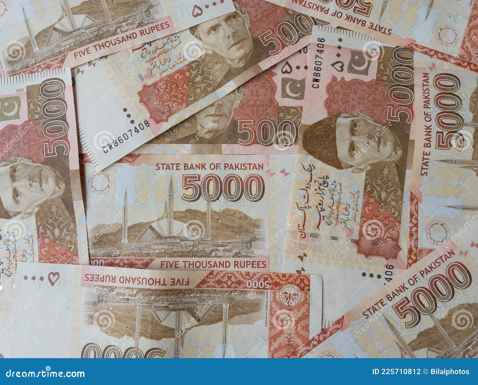 Pakistan Currency Notes Background Five Thousand Rupees Notes Stock ...