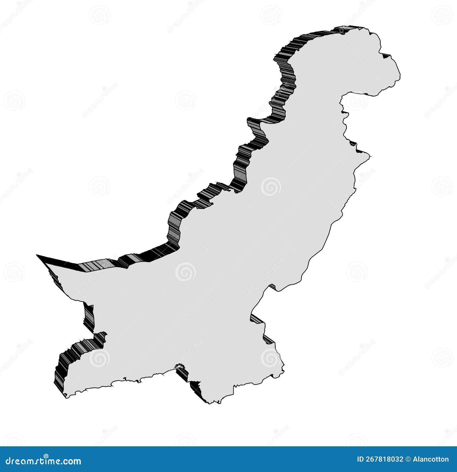 Pakistan 3D Map Silhouette stock vector. Illustration of drawing ...