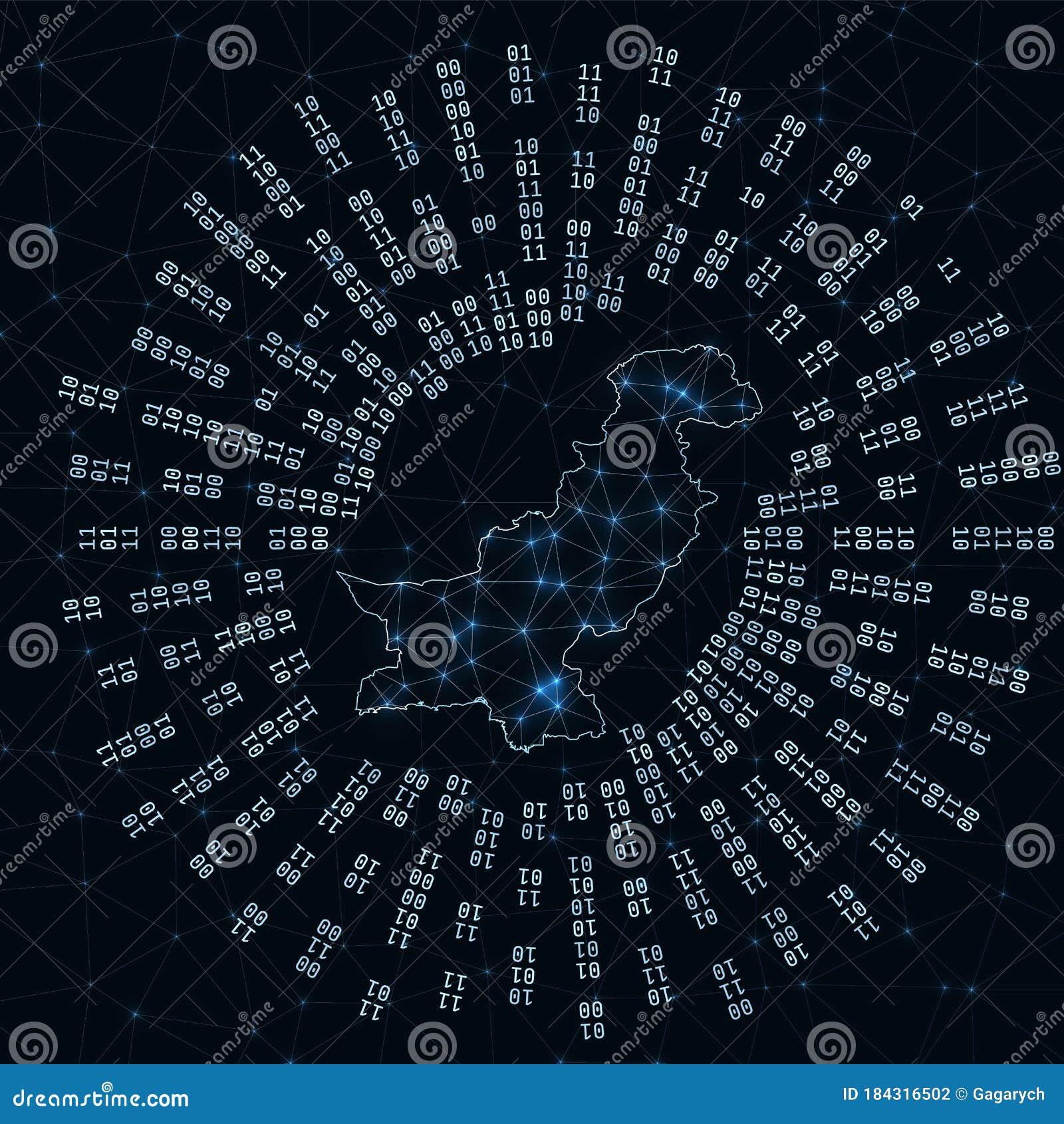 Pakistan digital map. stock vector. Illustration of computing - 184316502