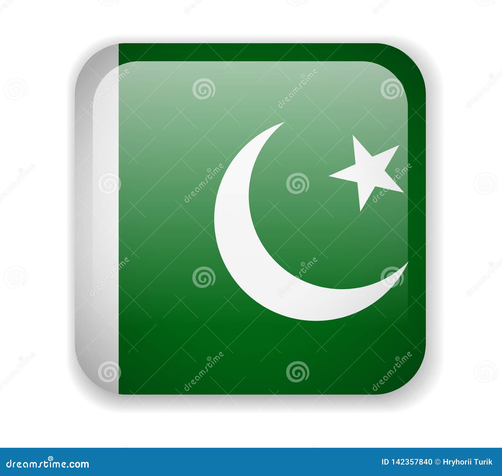 Pakistan Flag Bright Square Icon on a White Background Stock ...