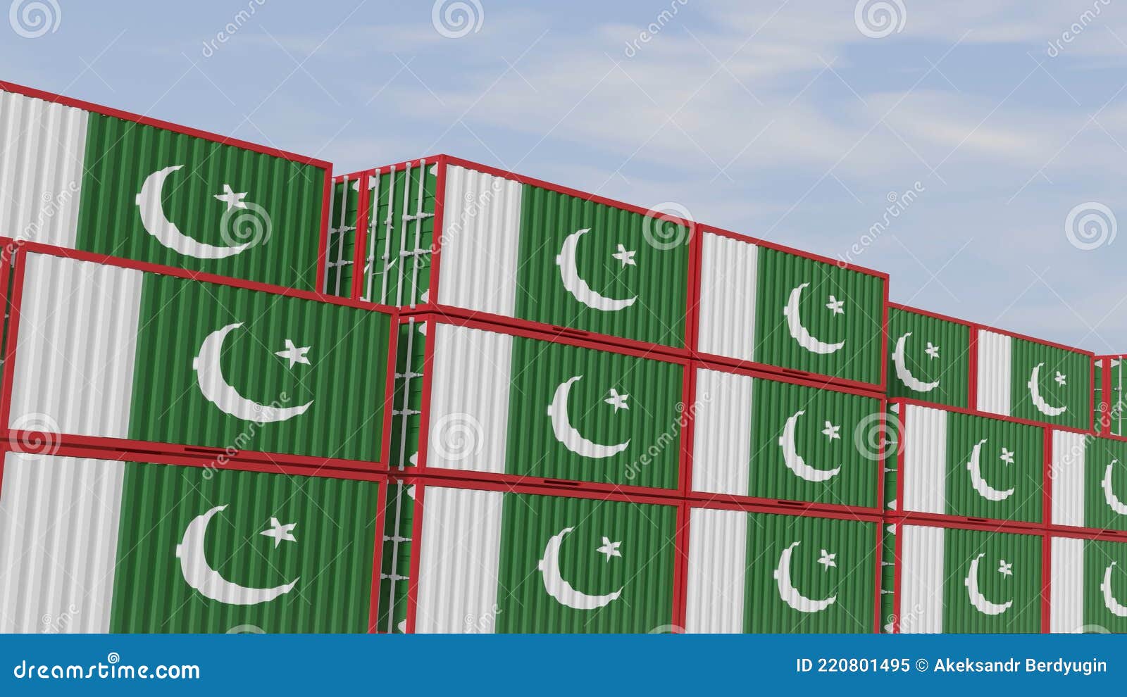 Pakistan Flag Containers are Located at the Container Terminal. Concept ...