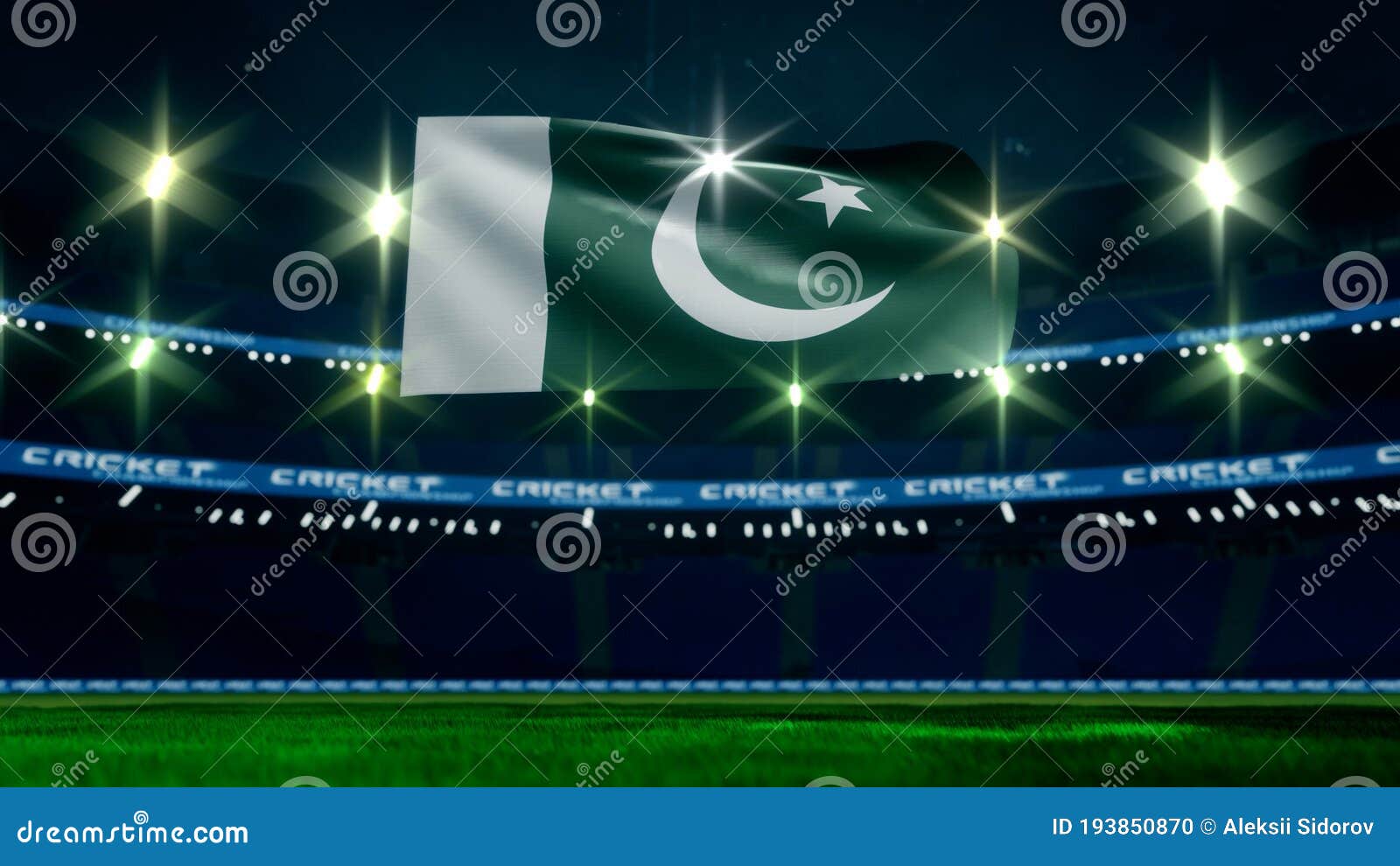 Pakistan Flag in Cricket Stadium Stock Illustration - Illustration of ...