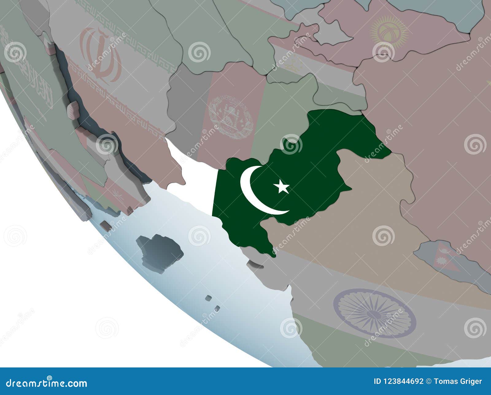 Pakistan with Flag on Globe Stock Illustration - Illustration of ...