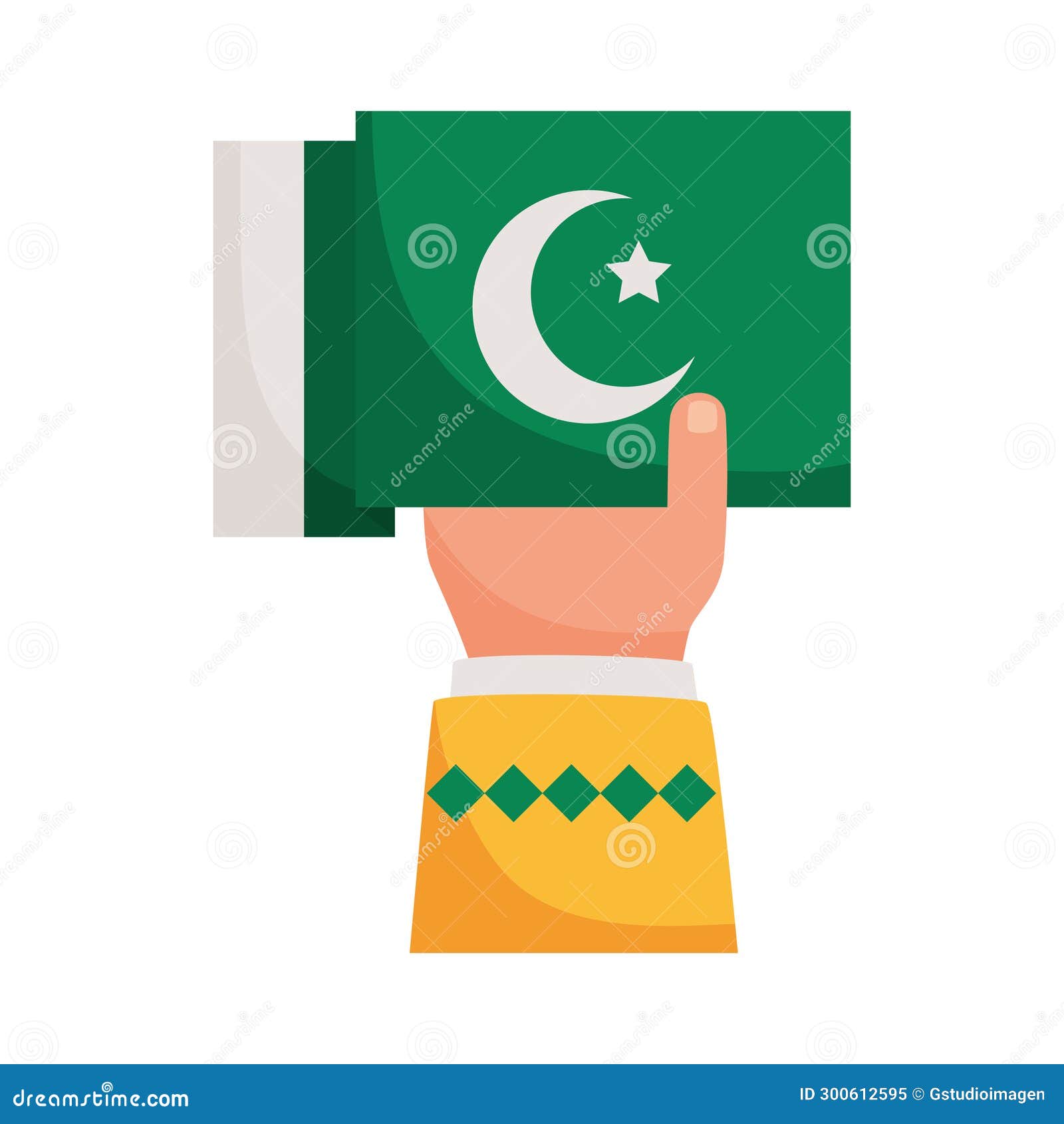 Pakistan flag on hand stock illustration. Illustration of flag - 300612595