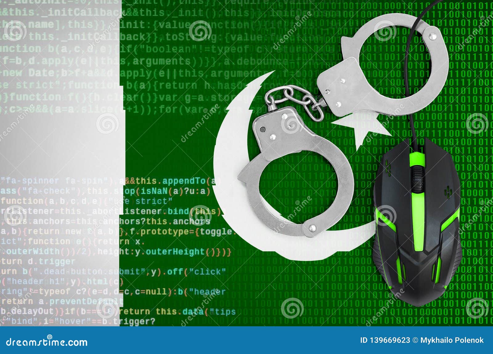 Pakistan Flag and Handcuffed Computer Mouse. Combating Computer Crime ...