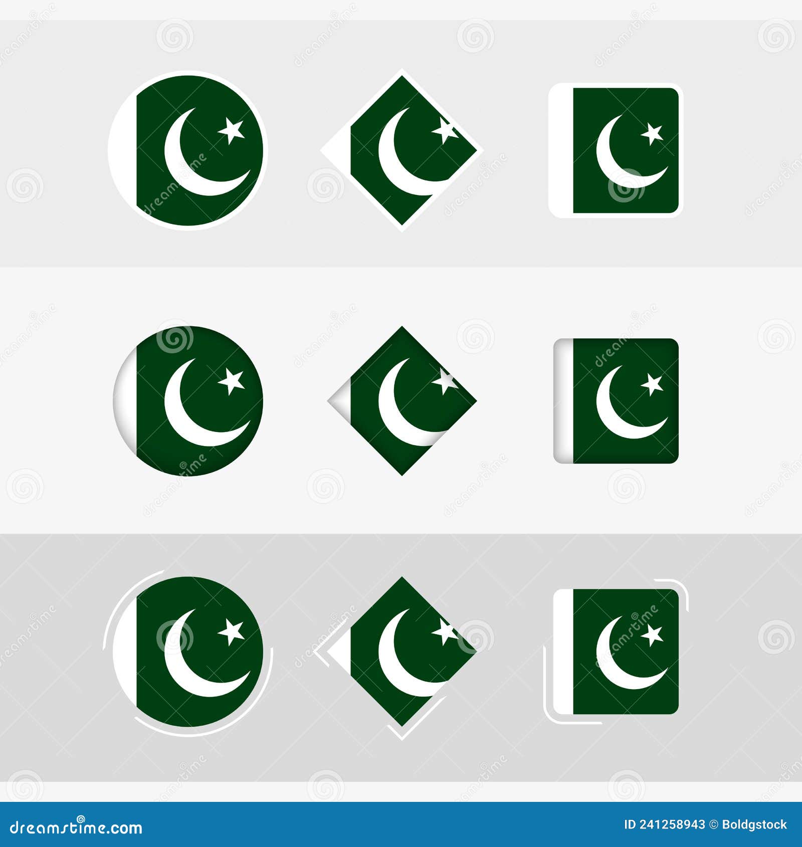 Pakistan Flag Icons Set, Vector Flag of Pakistan Stock Vector ...