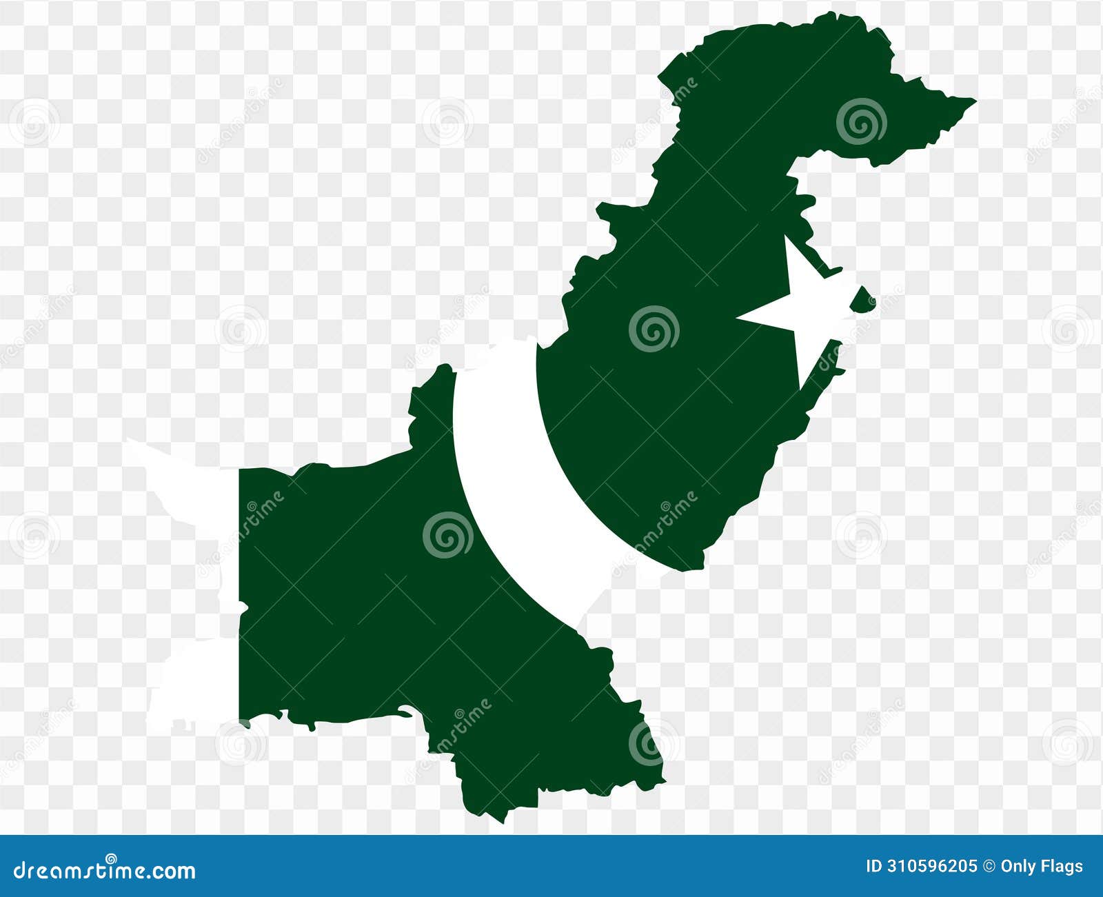 Pakistan Flag on Map on Transparent Background. Vector Illustration ...