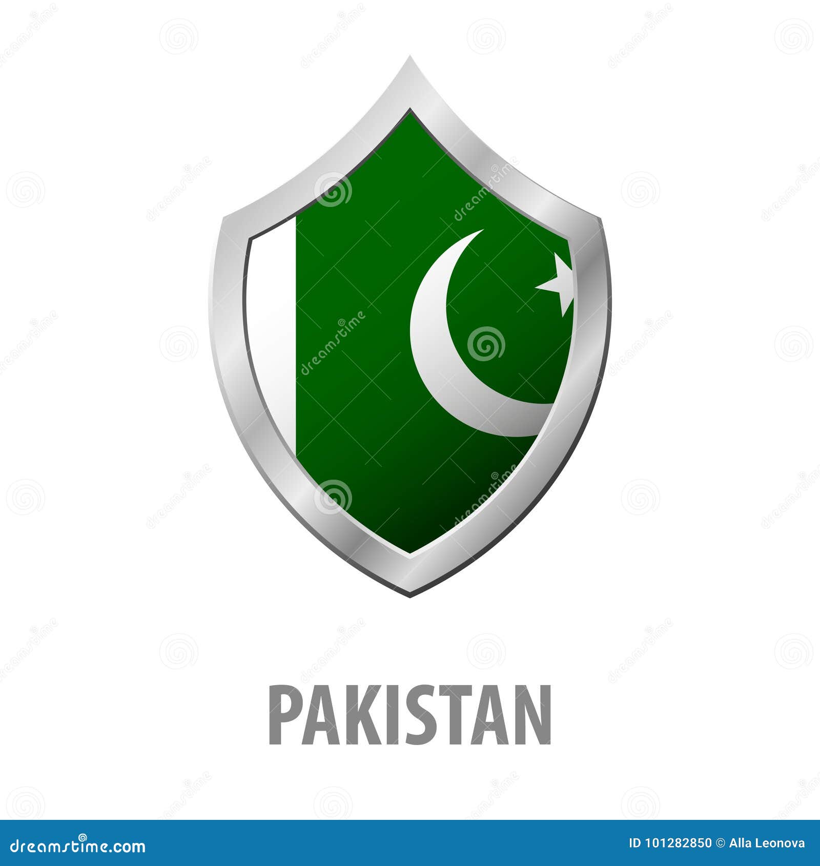 Pakistan Flag on Metal Shiny Shield Illustration. Stock Illustration ...